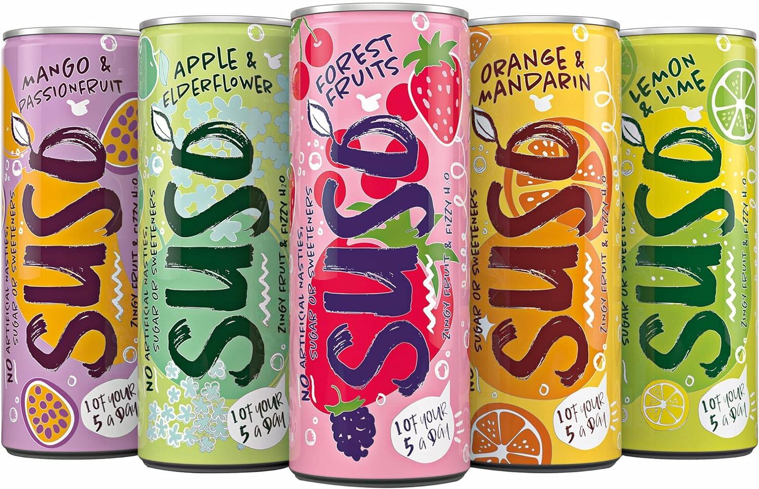 Suso Sparkling Mango and Passion Fruit Cans - 24x250ml | Buy Now with ...
