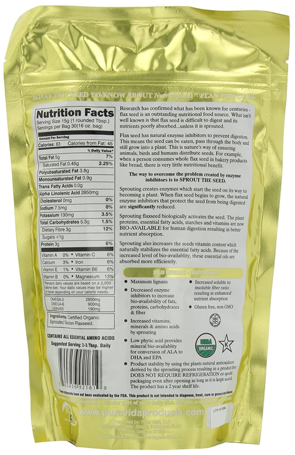 Organic Sprouted Ground Flax 16oz (2-Pack) - Nutrasprout Premium ...