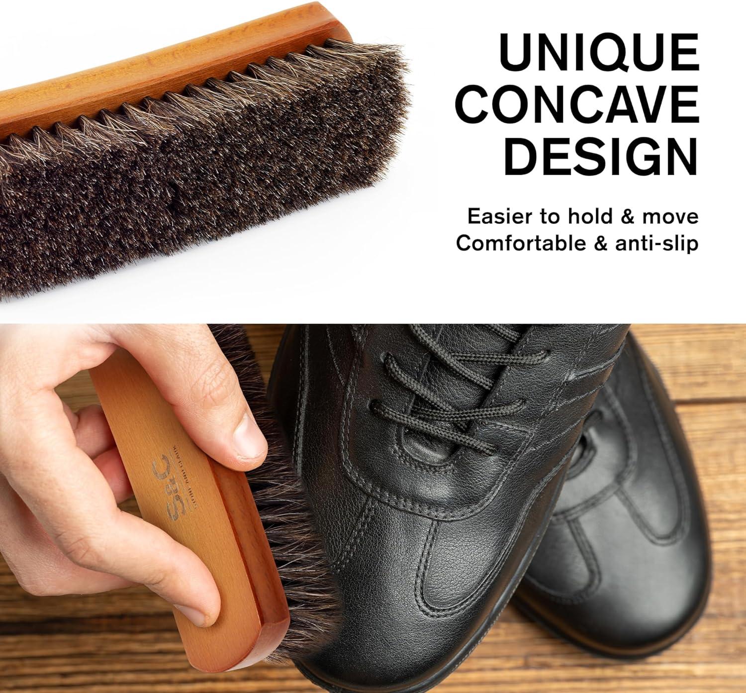 Stone and Clark Premium Horsehair Shoe Brush - 100% Horse Hair Bristles ...
