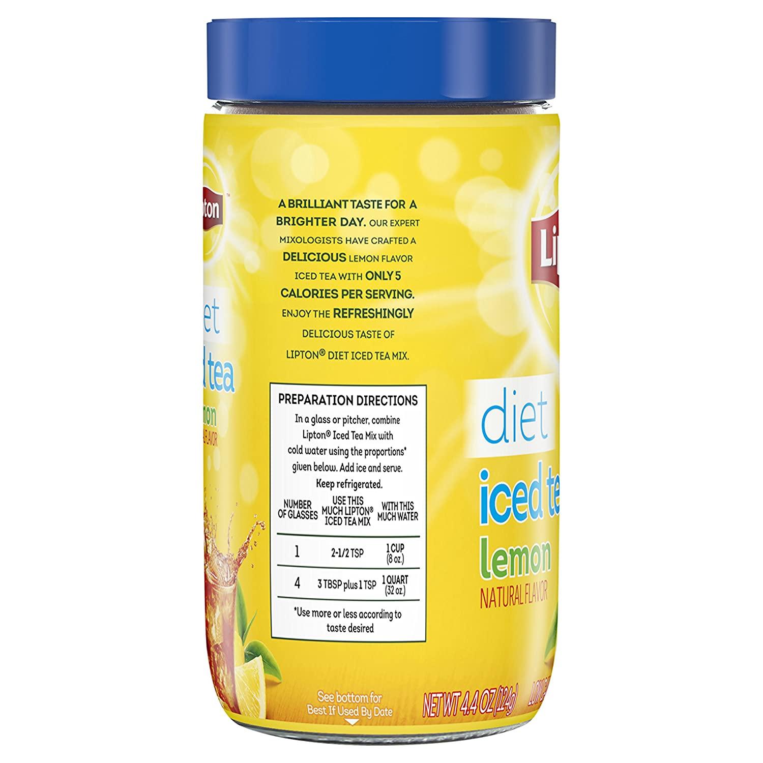 Lipton Diet Iced Tea Mix Lemon 4.4 oz, Pack of 2 - Makes 15 Quarts ...
