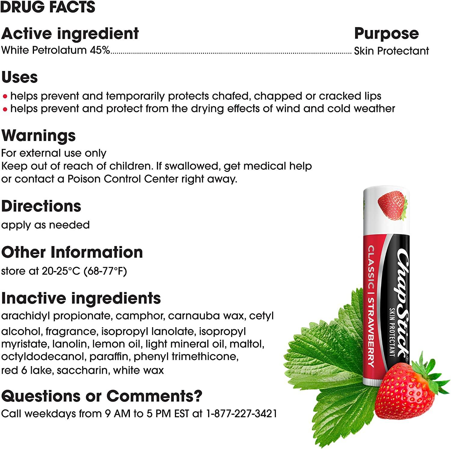 ChapStick Classic Strawberry Lip Balm - Moisturizing Lip Care | Buy Now ...