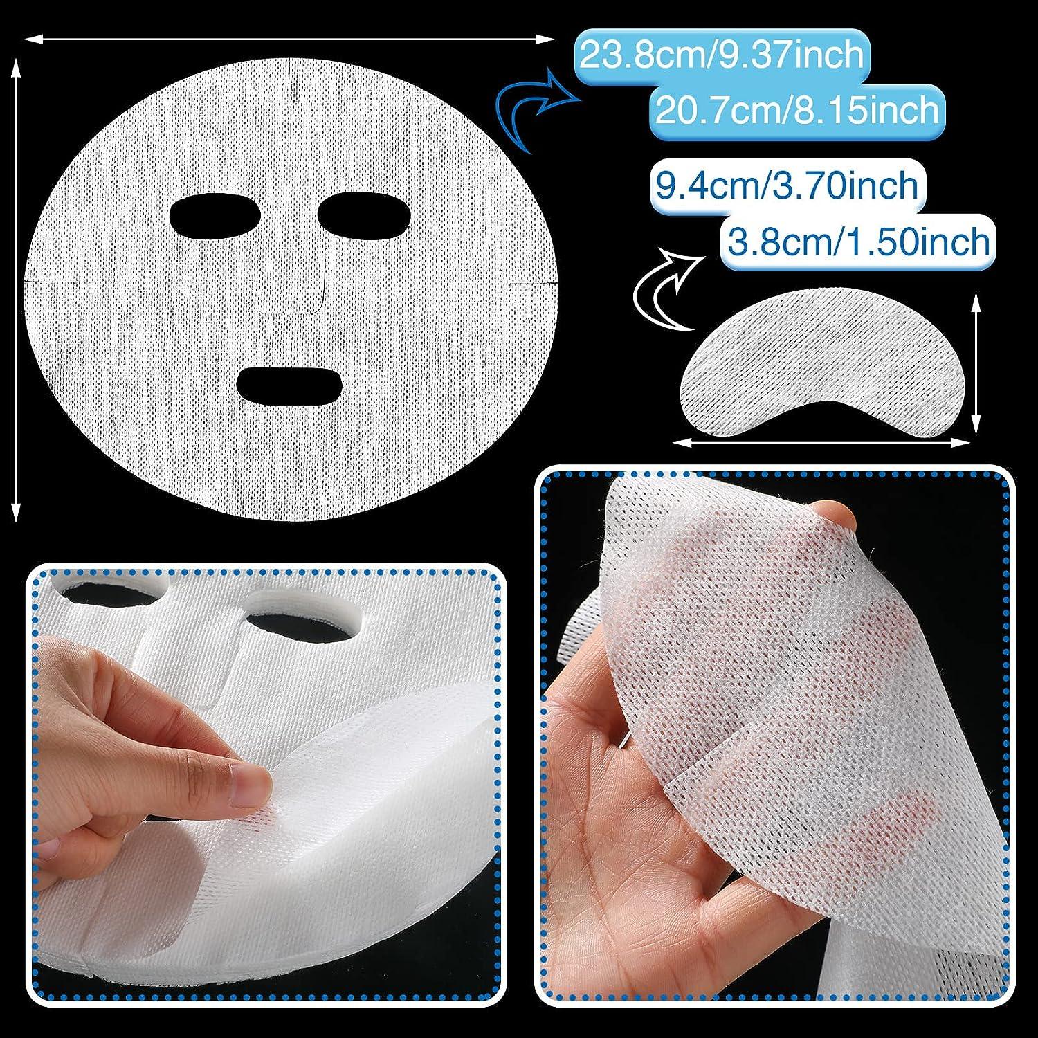 200 Pre Cut Facial Mask Paper Sheets with 60 Eye Mask Papers - Natural ...