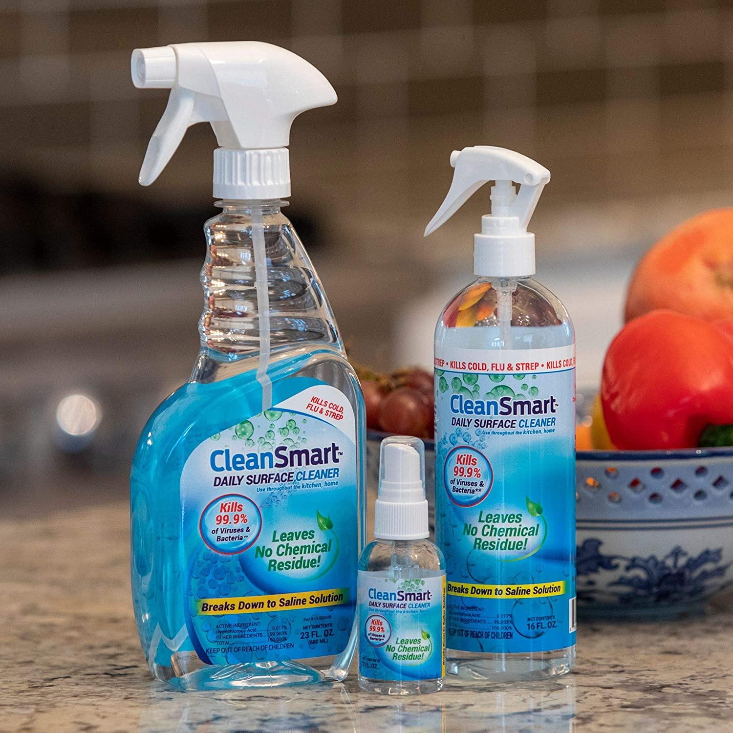 CleanSmart To Go Disinfectant Kills 99.9% of Viruses, TSA-Approved for Safe Travel, 2 oz Bottle ...