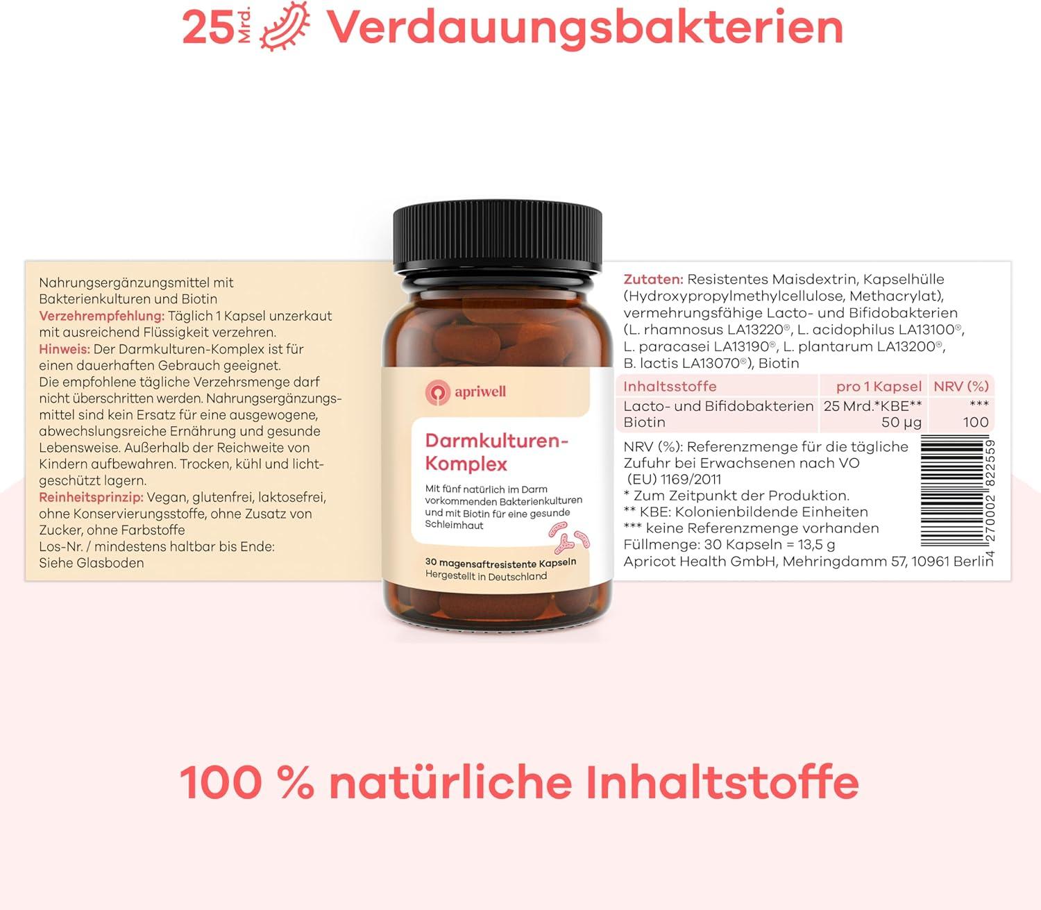 Buy Apriwell Intestinal Culture Complex - 5 Vegan Probiotics Fructose ...