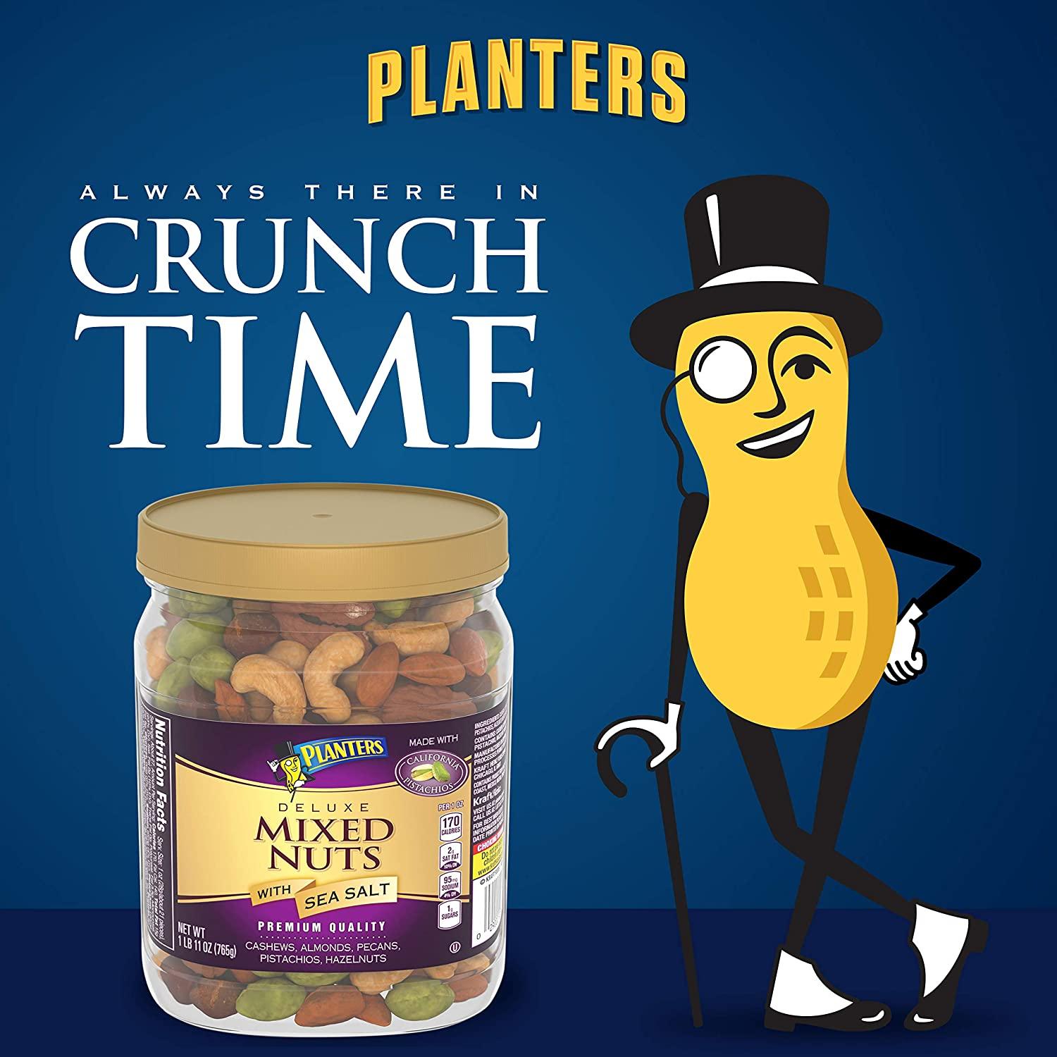 PLANTERS Deluxe Mixed Nuts with Sea Salt 27 oz. Resealable Container ...