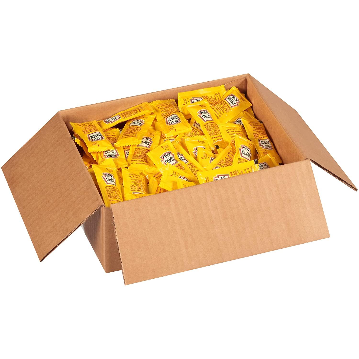 Heinz Yellow Mustard Single Serve Packets - 200 Ct Pack (0.2 oz each ...