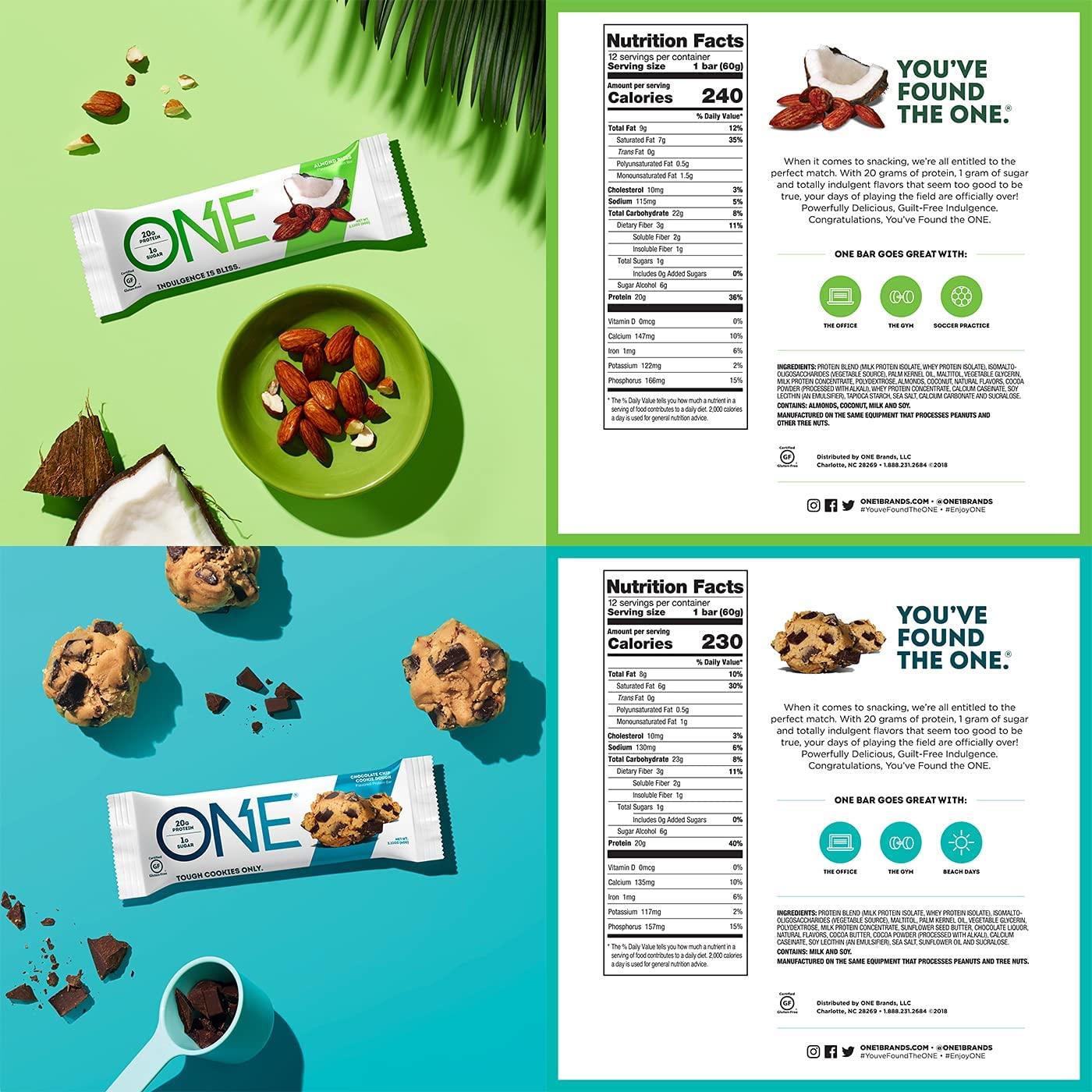 ONE Protein Bars Sampler Variety Pack - Gluten Free, 20g Protein, 1g ...