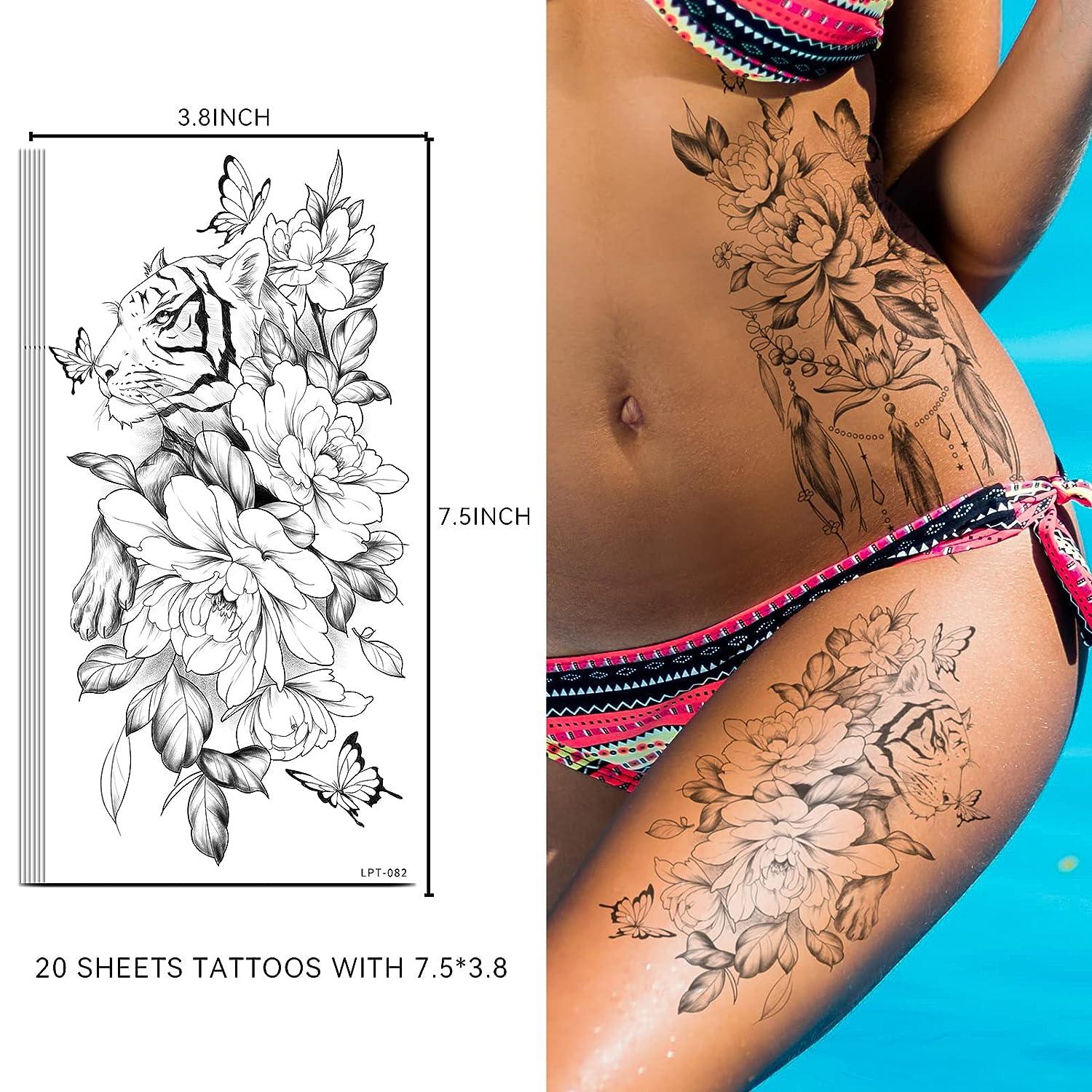 Emome 20 Sheets Large Rose Temporary Tattoos for Women - Realistic & Long-Lasting Body Art for ...