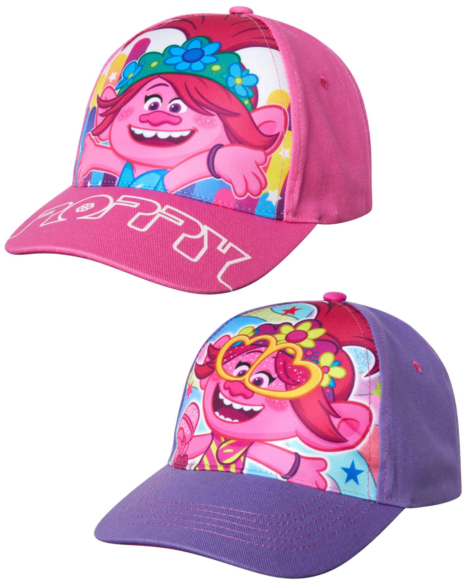 DreamWorks Girls' Trolls 2-Pack Poppy Baseball Caps, Curved Brim Strap ...