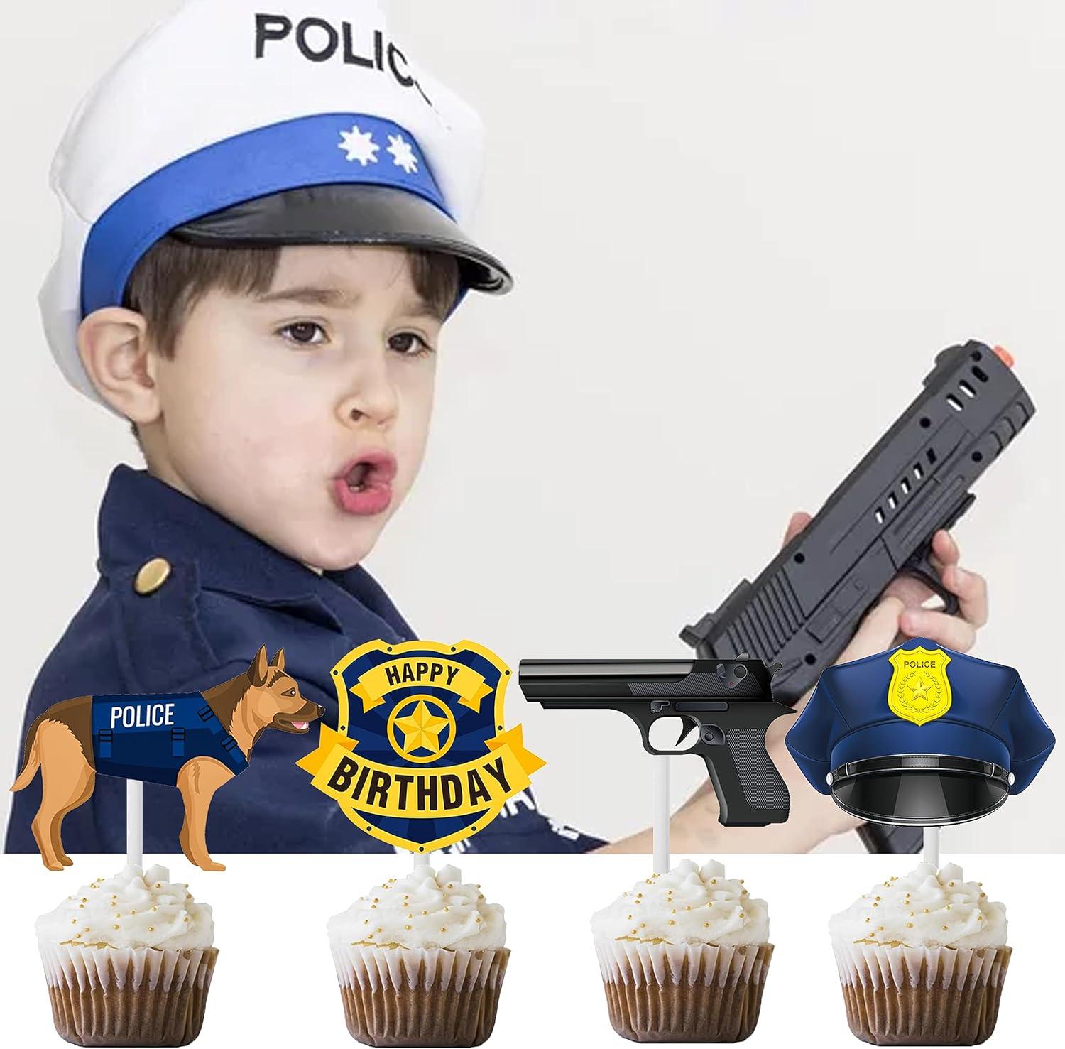 Police Cupcake Toppers 36Pcs Police Party Cupcake Picks Policeman ...