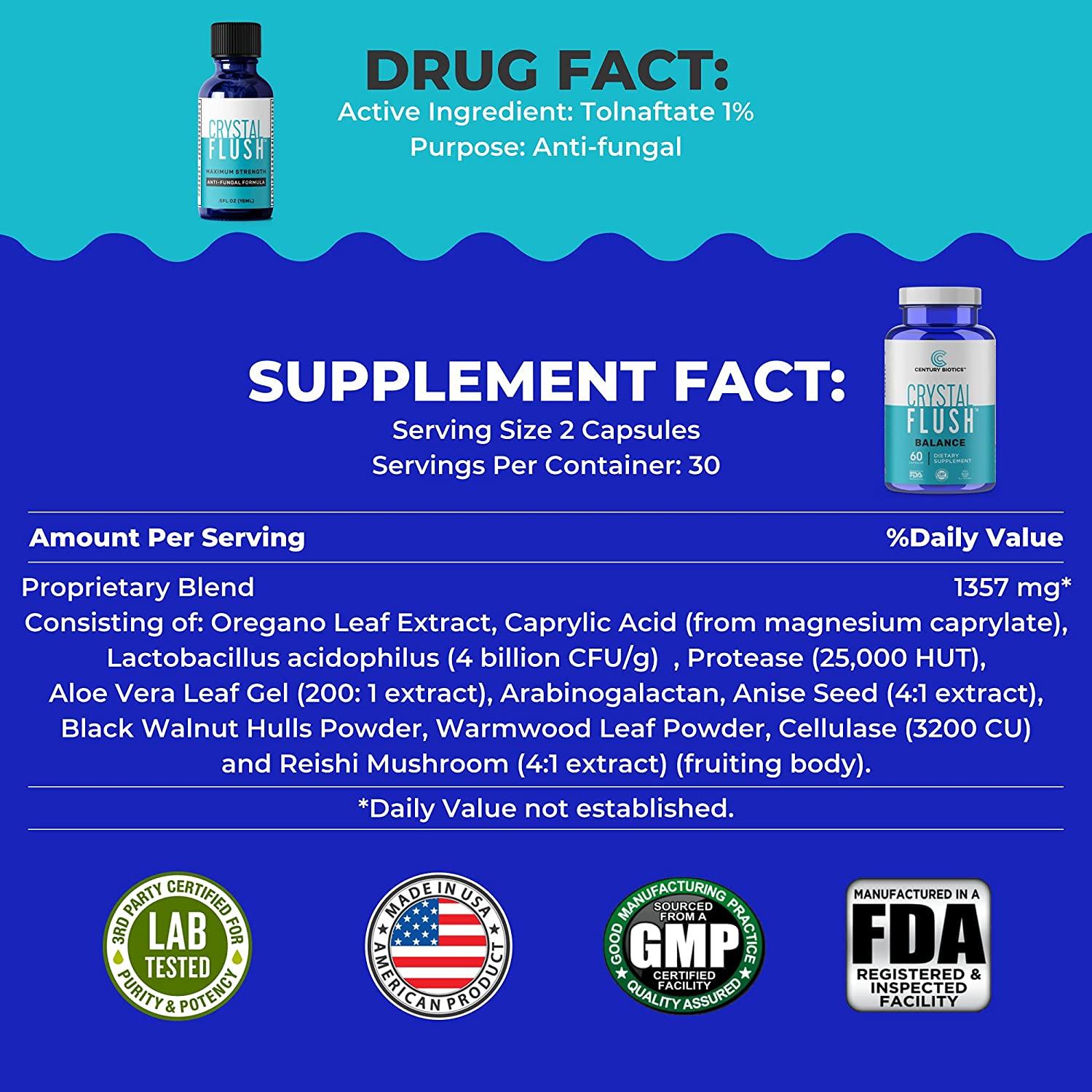 Crystal Flush 2 Step Fungus Fighting System - Tolnaftate 1% Anti-Fungal ...