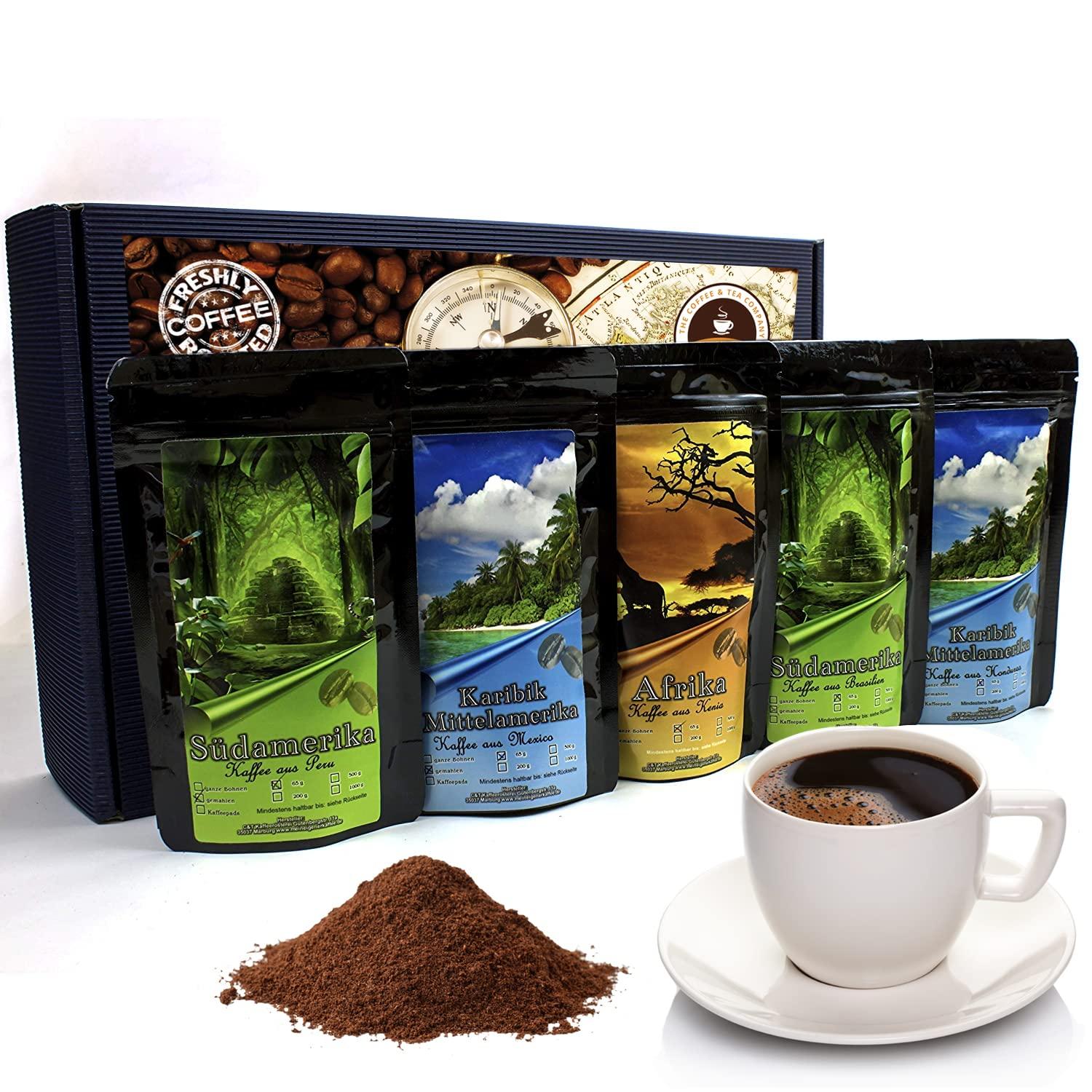 C&T Coffee Gift Set | 5 x 65g International Coffees from Mexico Brazil ...