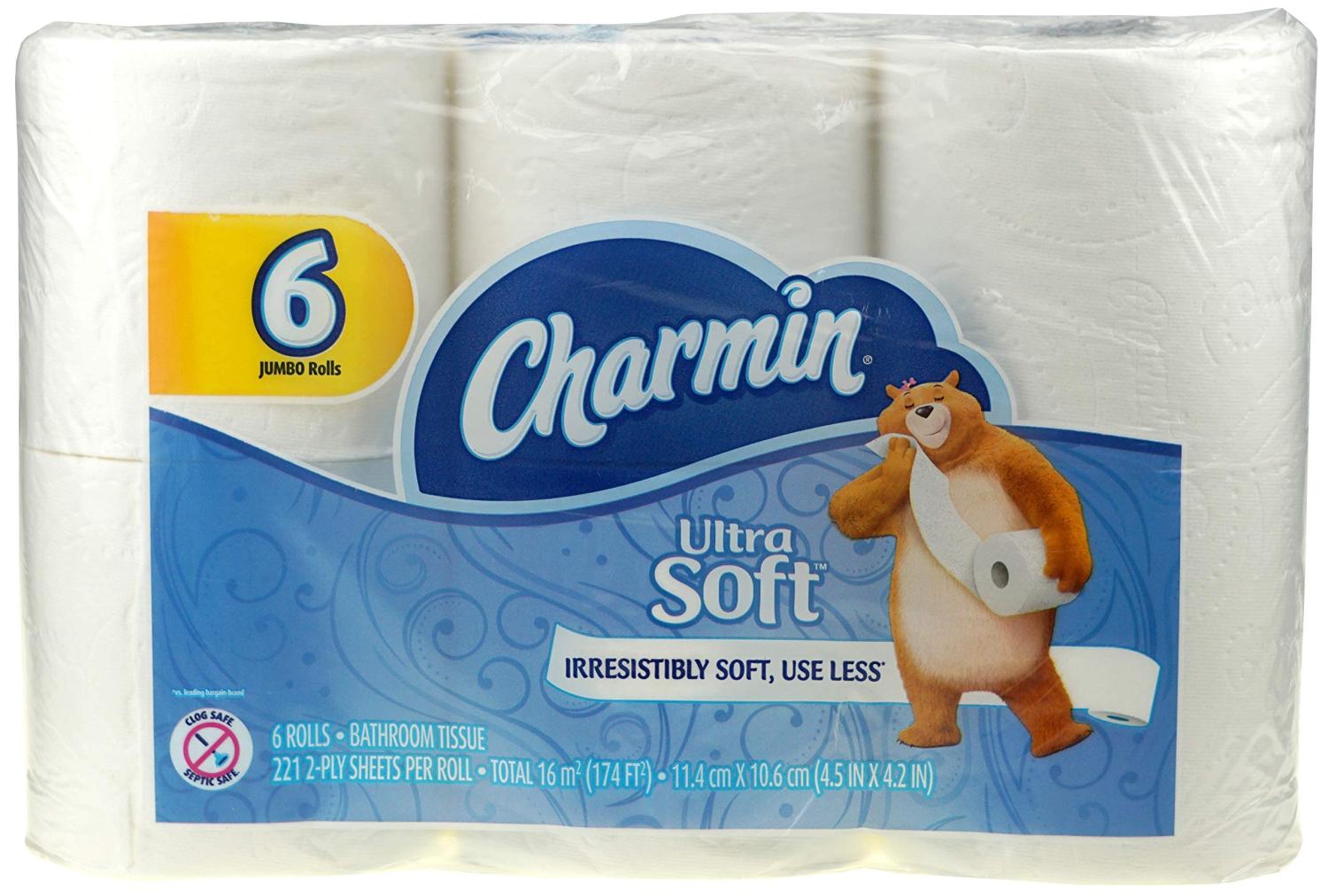 Charmin Ultra Soft Bathroom Tissue - 6 Jumbo Rolls, Blue, 6 Count ...