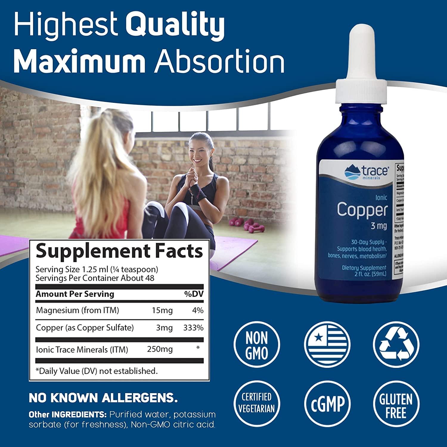 Trace Minerals Ionic Copper Supplement - 2oz Liquid Formula | Buy Now ...