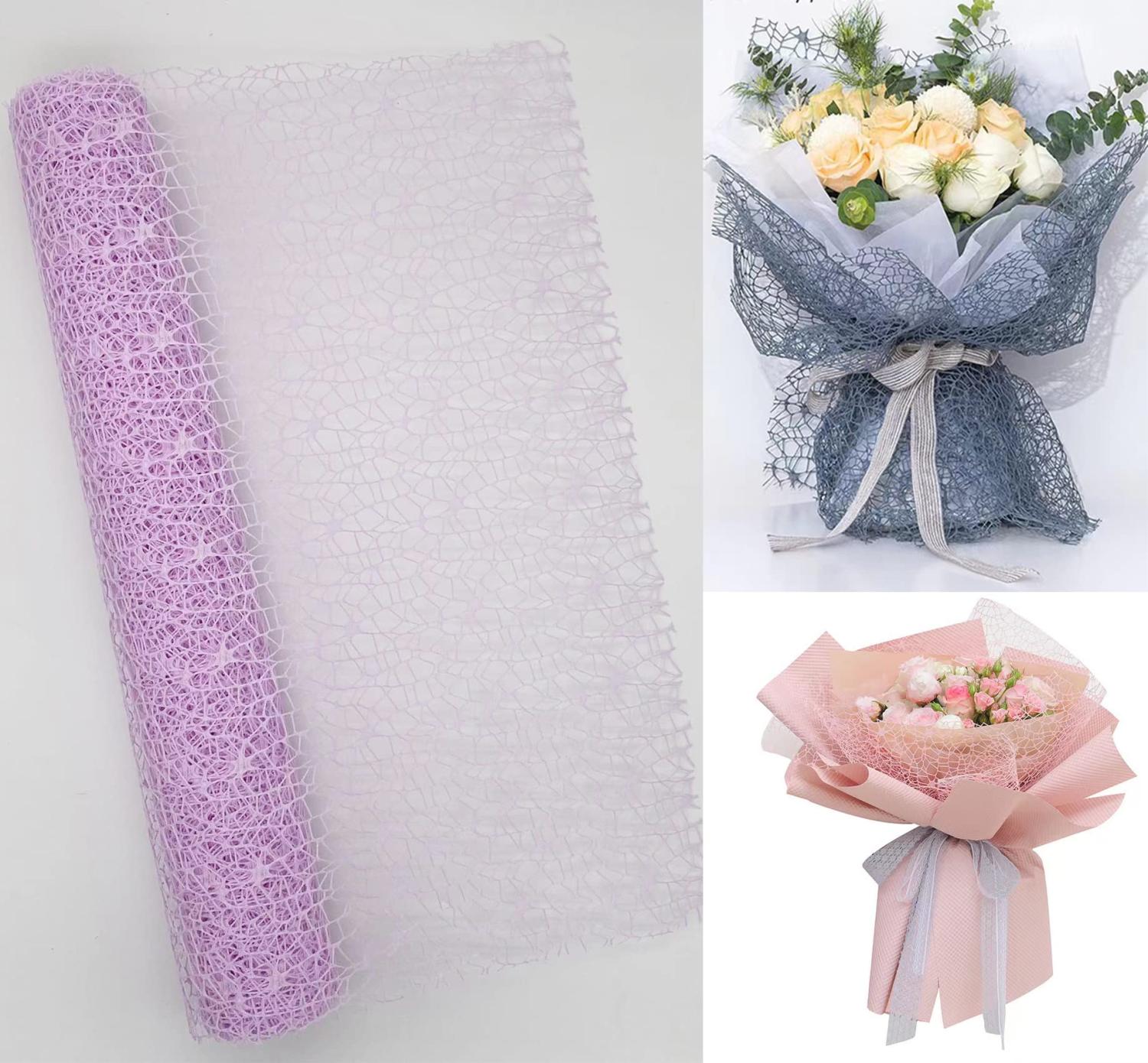 Jacquard Net Mesh Floral Wrapping Paper Roll - Light Purple (19.7in x ...