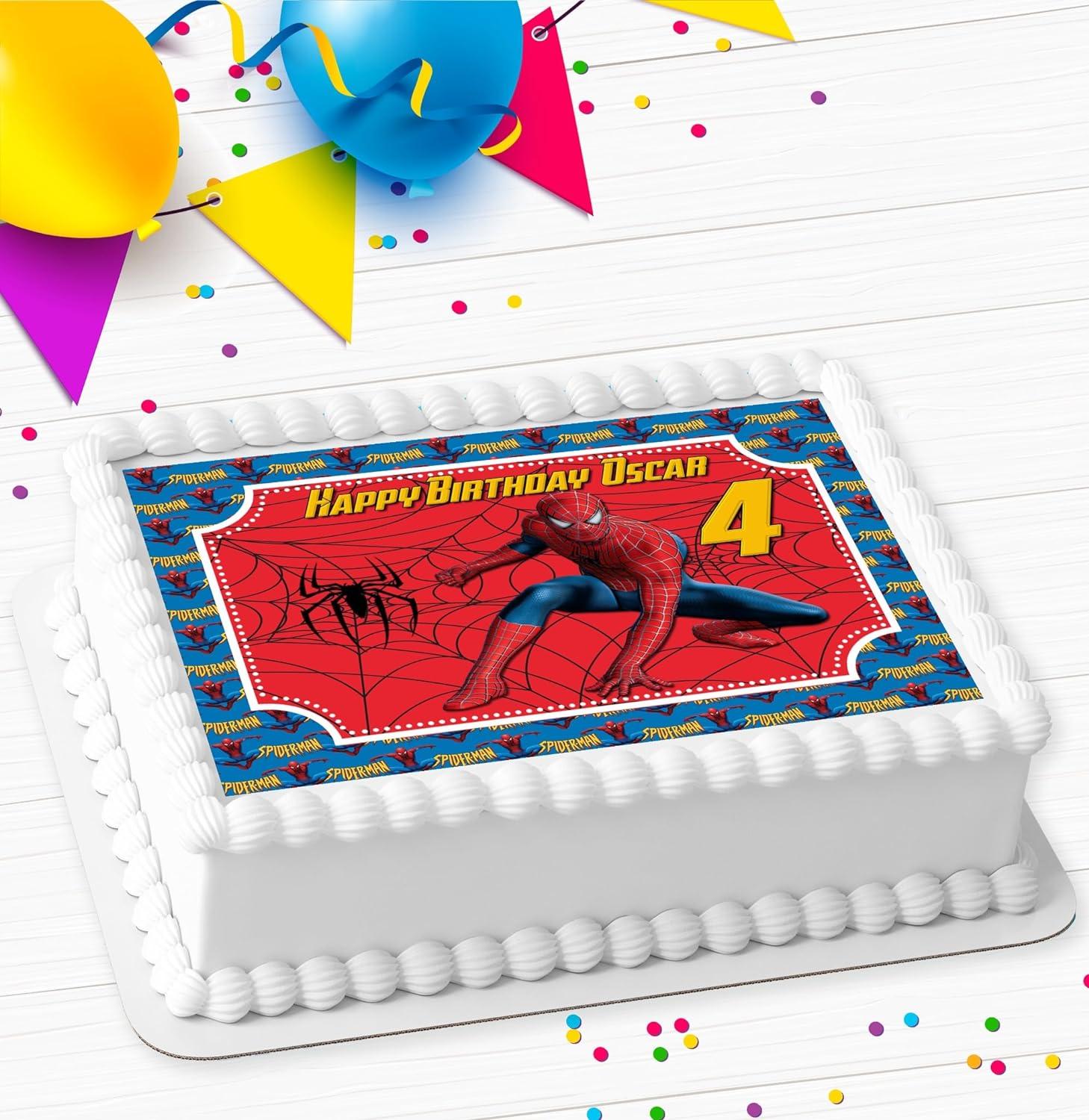 SUPERHERO PERSONALISED BIRTHDAY PARTY EDIBLE ICING COSTCO CAKE TOPPER ...