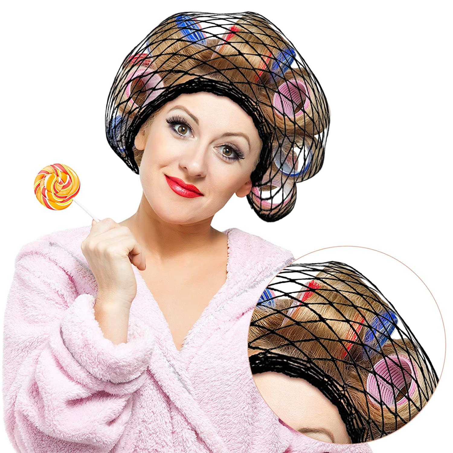 2 Pieces Cotton Triangle Hair Net for Rollers - Black | Women's Mesh ...