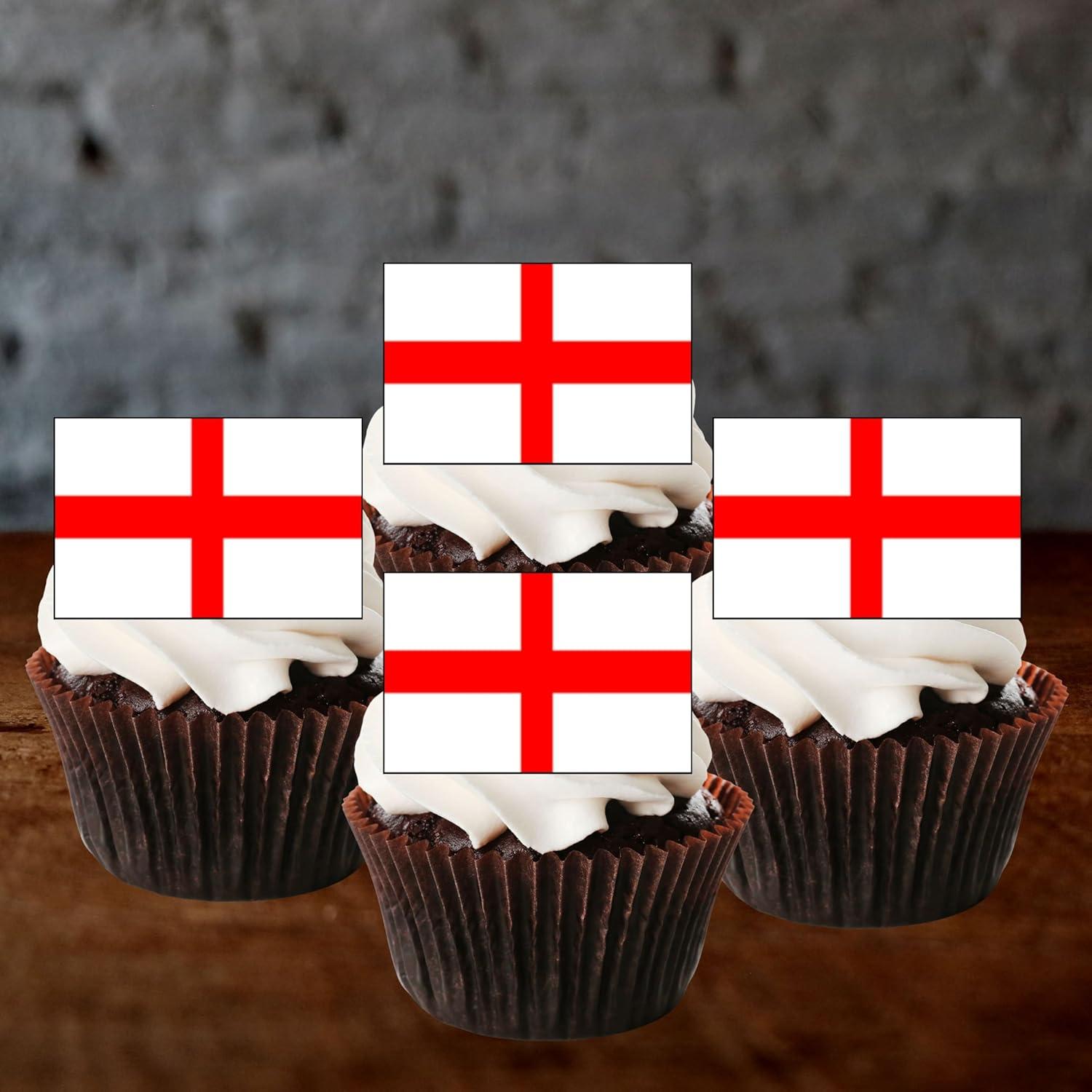 50 England Flag Cupcake Toppers English Flags Edible England Flags ...