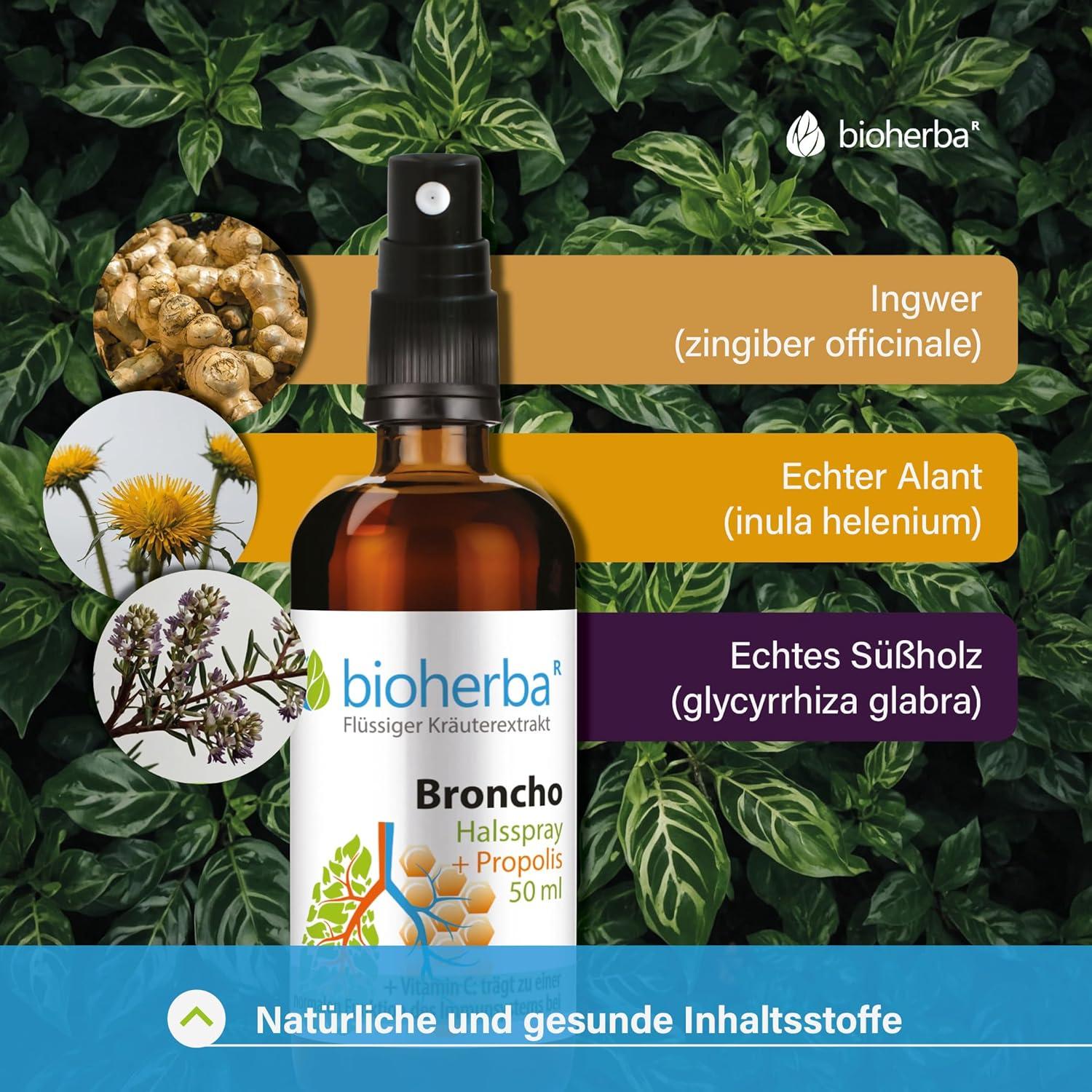 Bioherba Neck Spray Broncho 50ml - Natural Throat Spray with Propolis ...