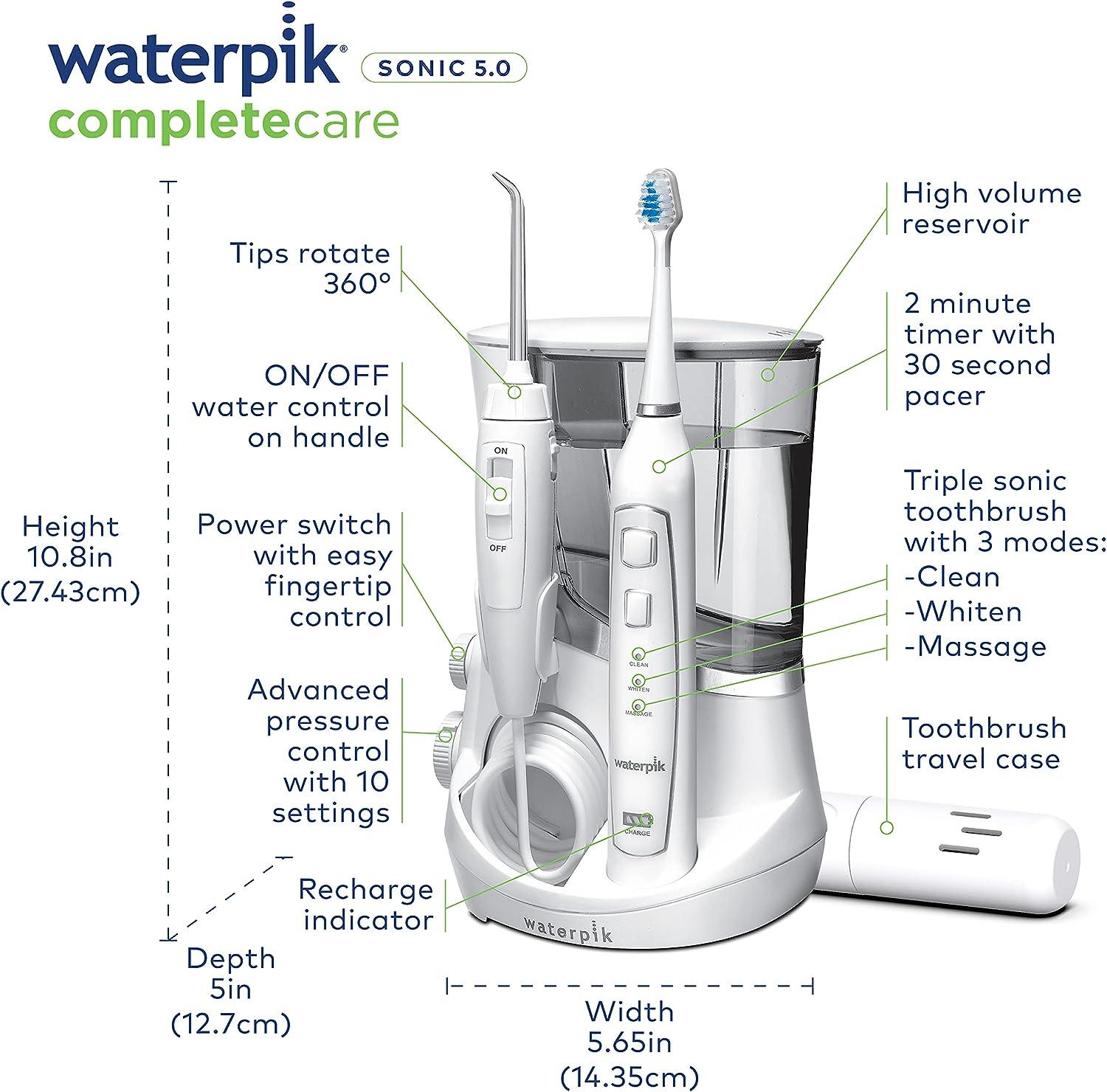 Waterpik Complete Care 5.0 Water Flosser + Sonic Electric Toothbrush ...