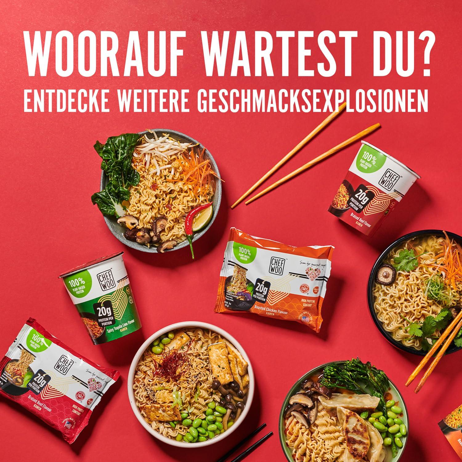 Chef Woo High Protein Ramen - Beef Flavor | 20g Protein per Portion ...