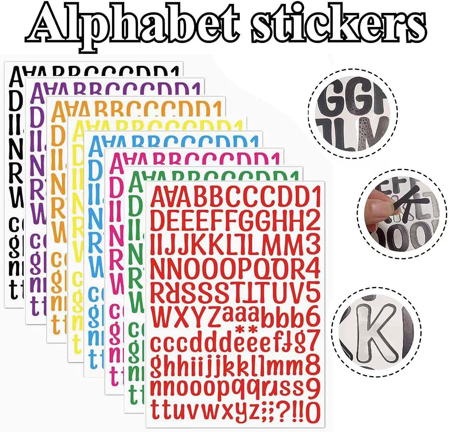 8 Sheets Letter Stickers 1008 Alphabet Stickers 1 inch Vinyl Self ...