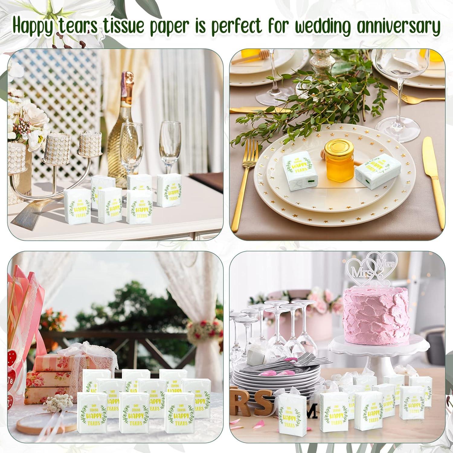 100 Packs Wedding Facial Tissues - 3 Ply Pocket Tissue Packs for Happy ...