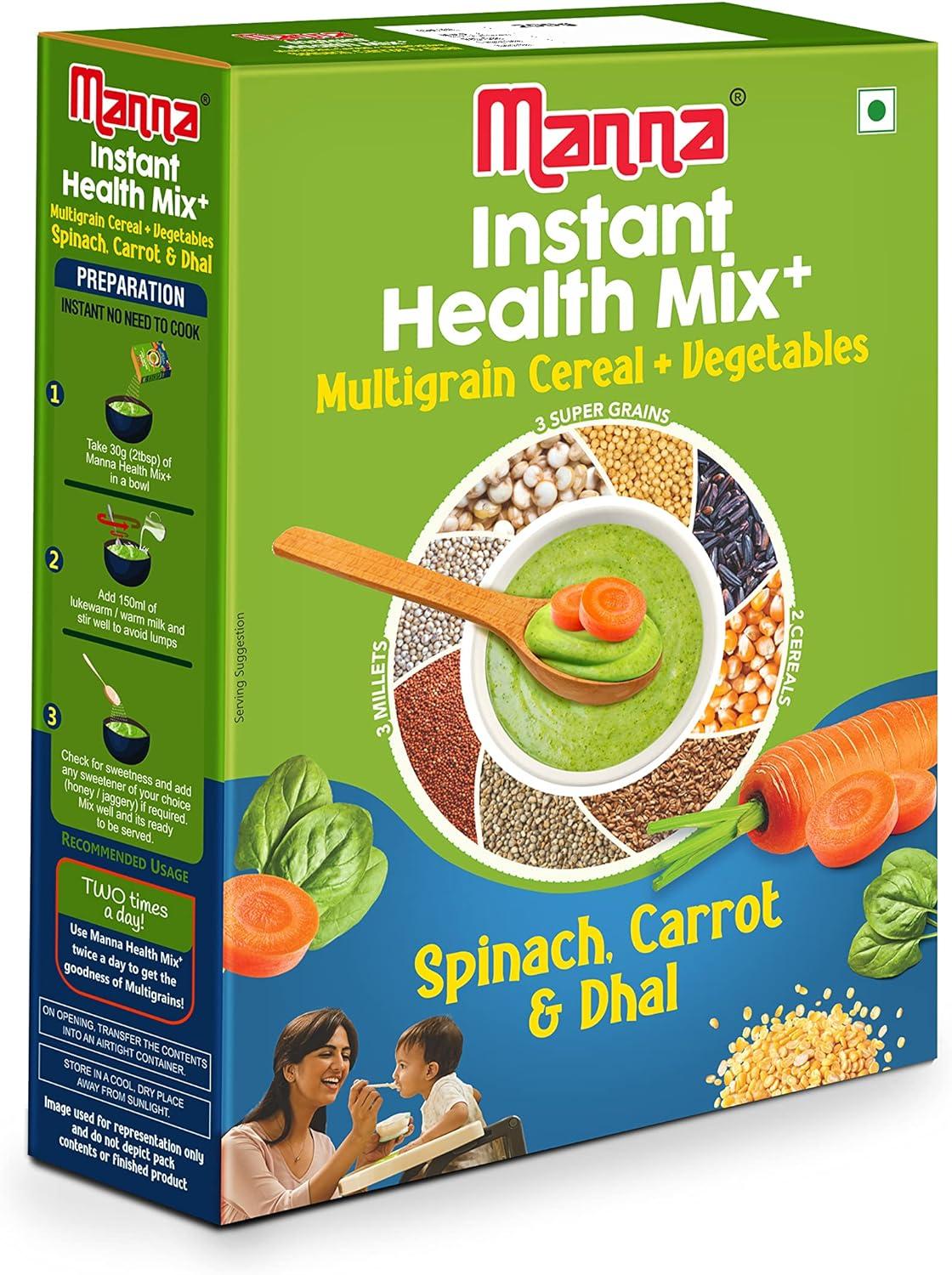 Manna Health Mix Instant 200g Spinach Carrot Dal with Milk Travel ...