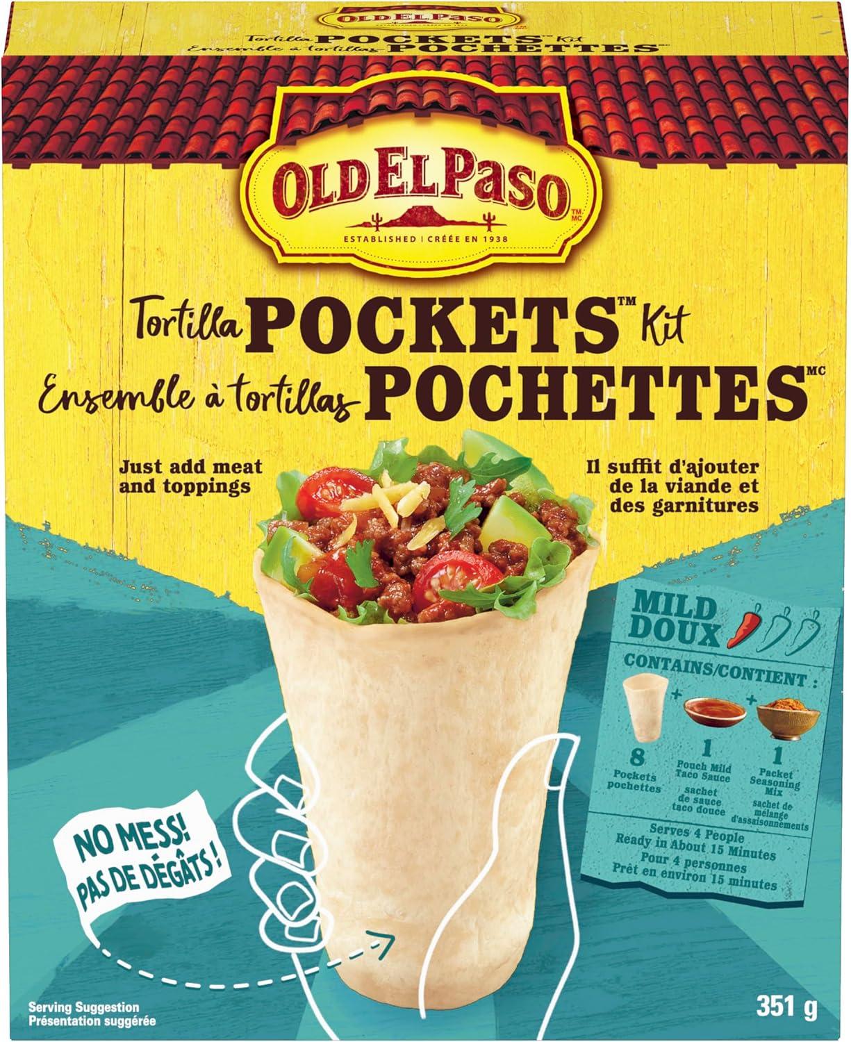 Old El Paso Tortilla Pockets Dinner Kit Box Includes 8 Tortilla Pockets ...