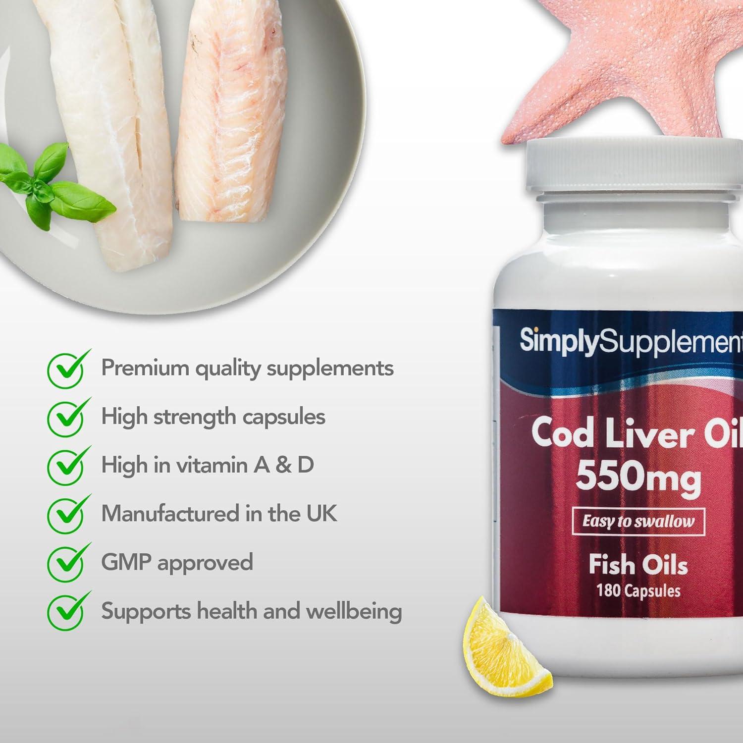 Premium Cod Liver Oil 550mg | Sustainably Sourced | 2X 180 Capsules ...