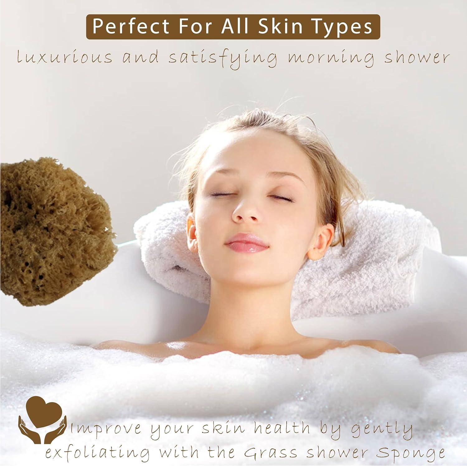 Natural Grass Sea Bath Sponge for Adults & Kids - Small Size (4-4.5 ...