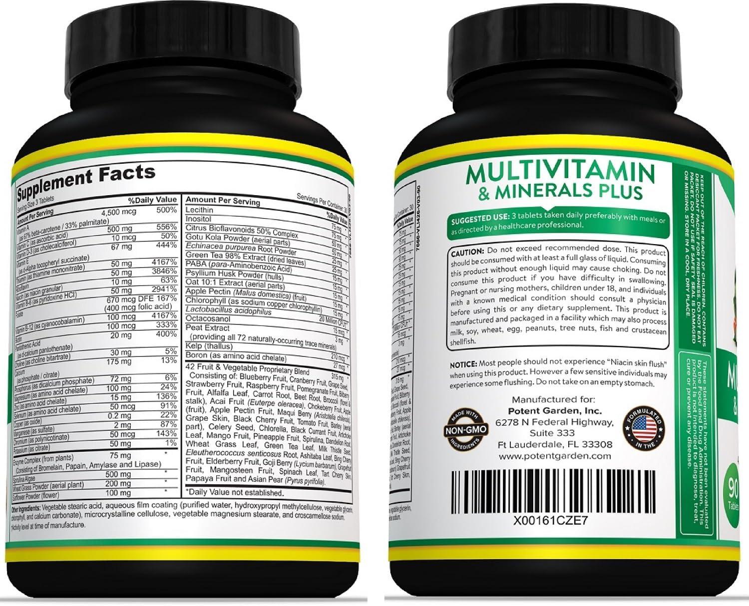 Potent Garden Multivitamin Supplement 42 Fruits & Vegetables Whole Food ...