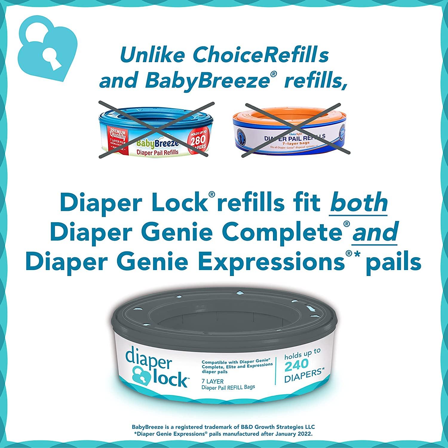 Diaper Lock Refills 240 Count (4-Pack) | Compatible with Diaper Genie ...