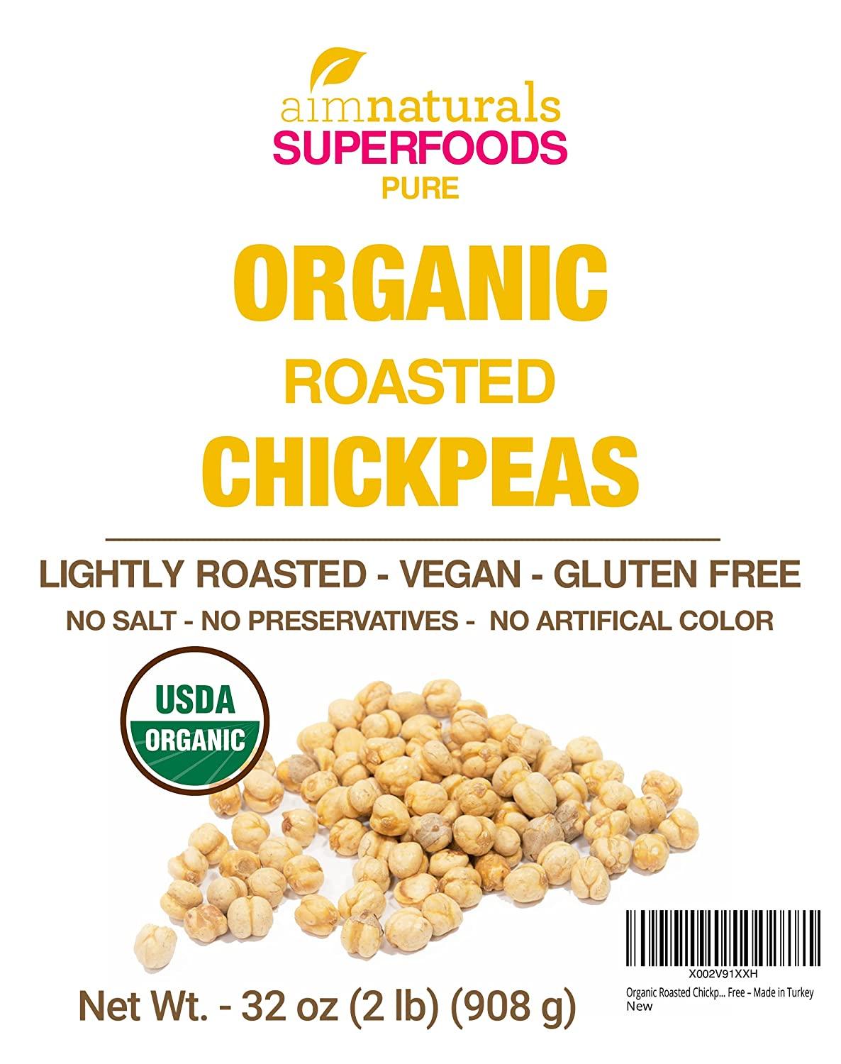Organic Roasted Chickpeas 2 LB - USDA Certified, Healthy Snack, Non-GMO ...