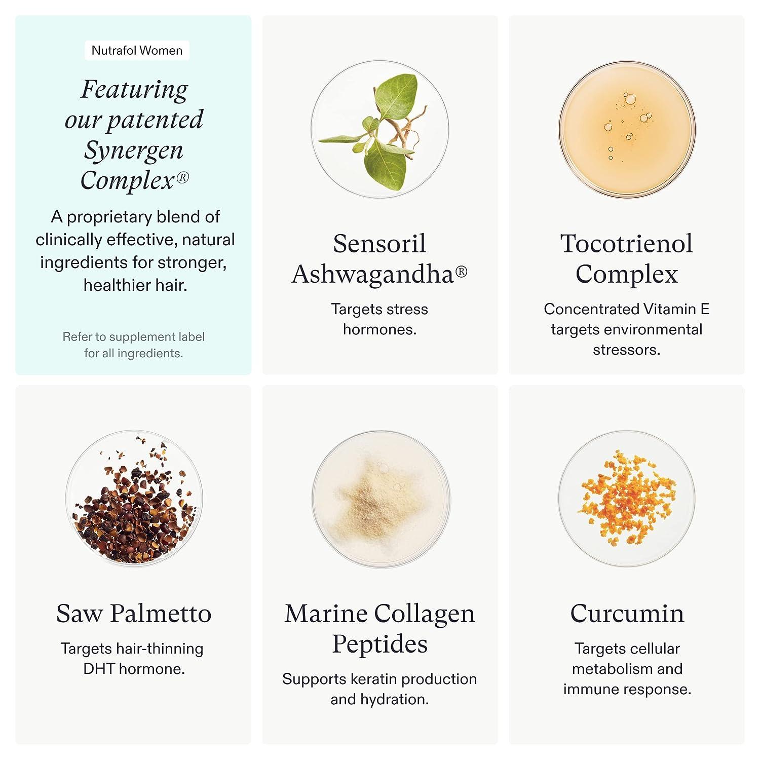 Nutrafol Women's Hair Growth Supplement & Collagen Peptides Powder - 1 ...