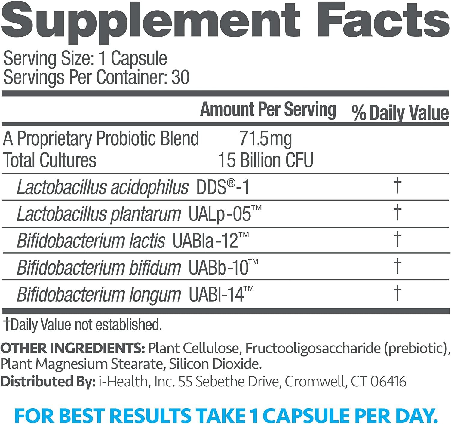 UP4 Adult Probiotic Supplement - 15 Billion CFU, Digestive & Immune ...