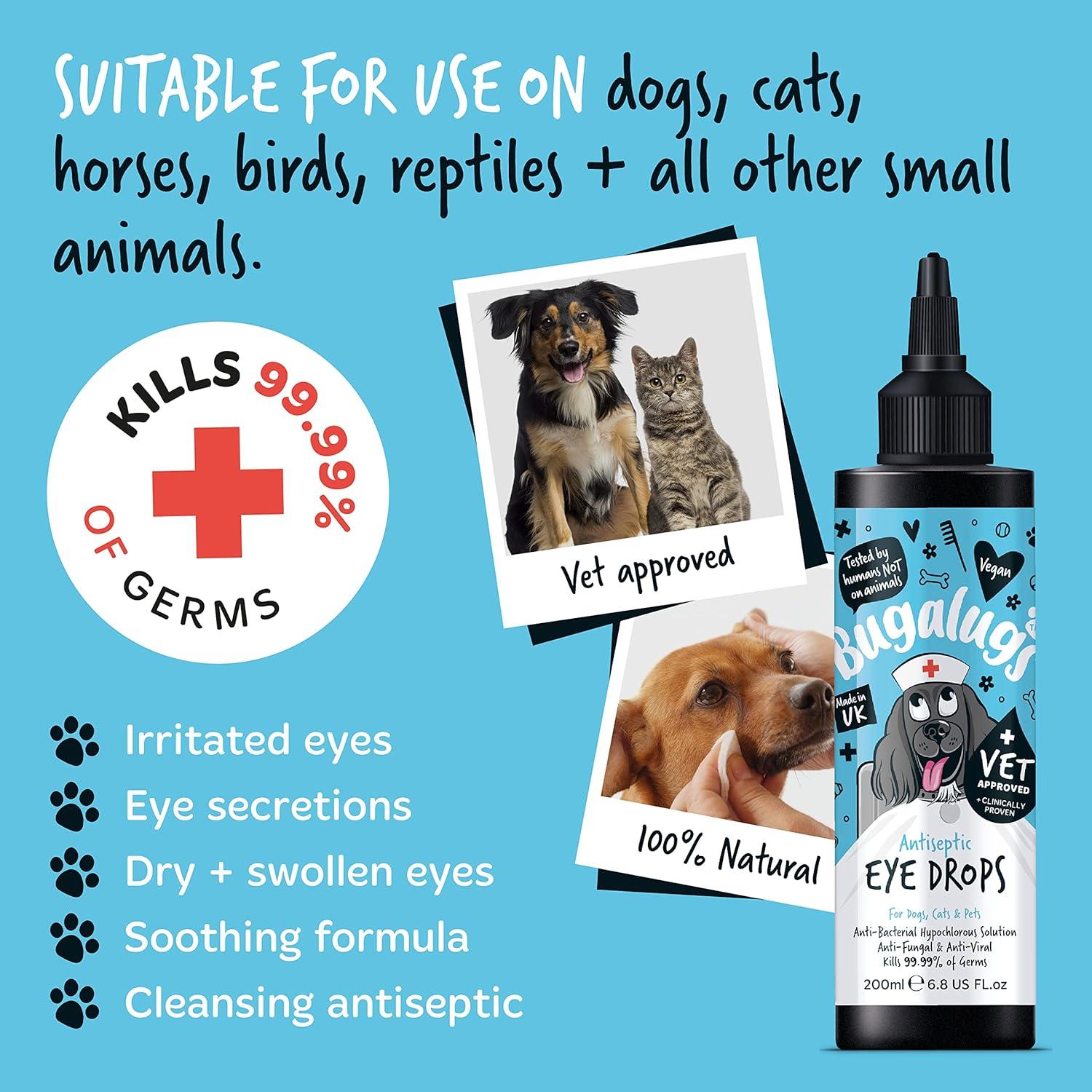 BUGALUGS Dog Eye Drops 200ml - Antiseptic & Antibacterial Solution for ...