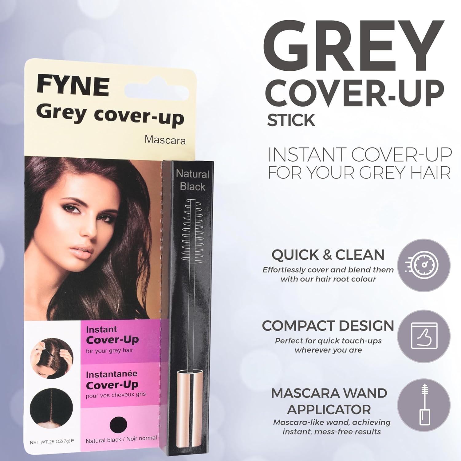 FYNE Root Touch Up Hair Mascara - Natural Black Grey Cover Up for Men ...