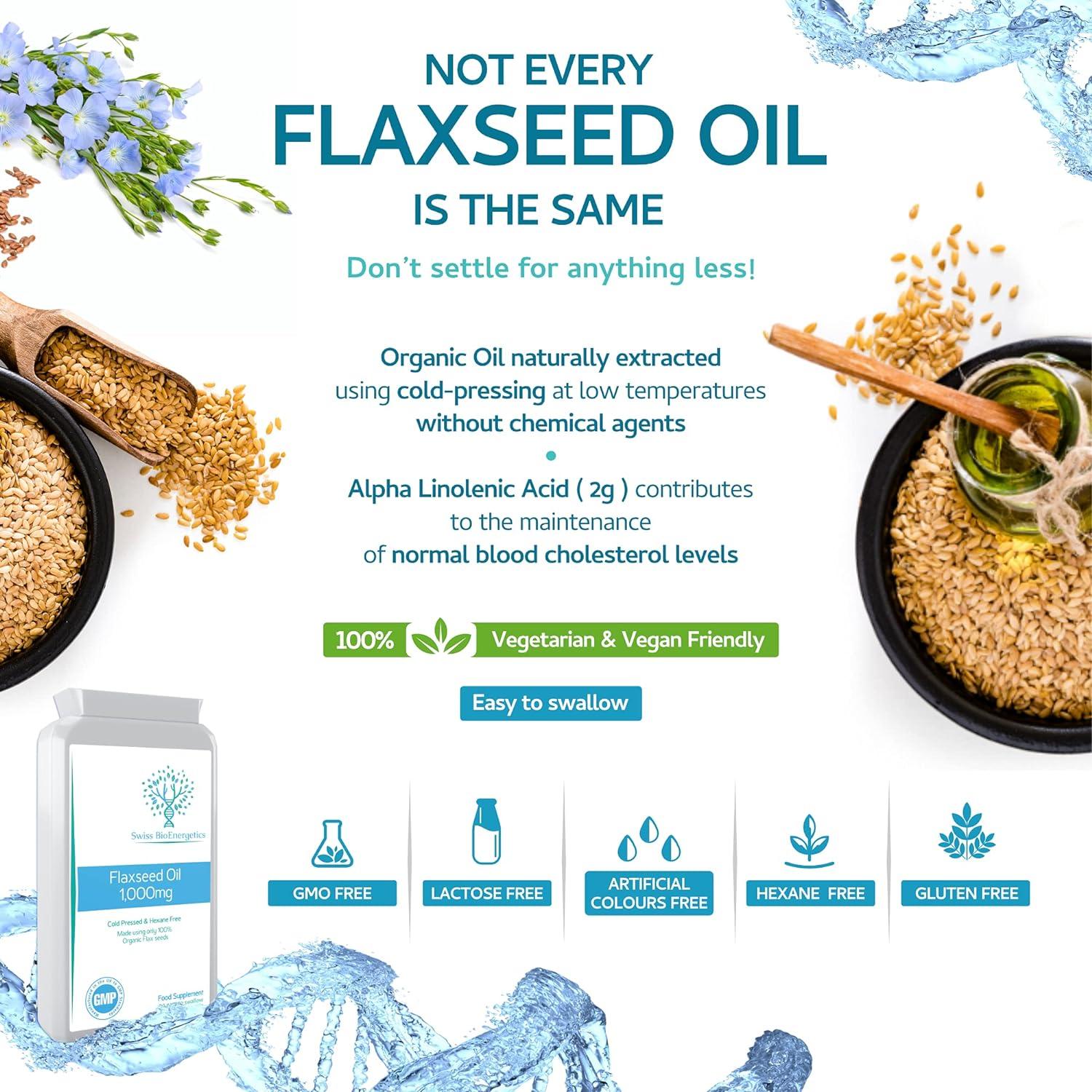 Organic Flaxseed Oil Capsules 1000mg - 90 Vegan Soft Gels | High Omega ...