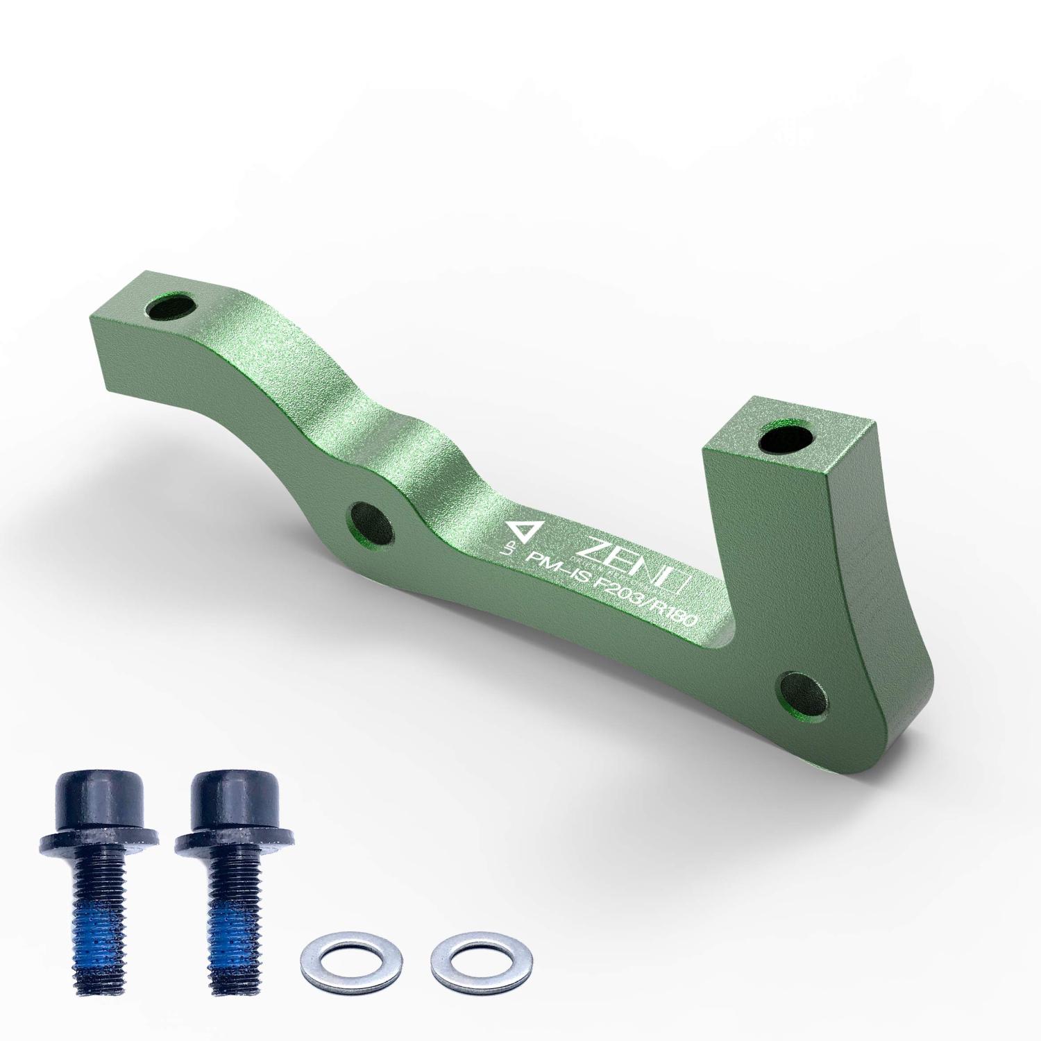 Zeno Rotor Adaptor - Front 203mm/Rear 180mm Green - Post Mount Caliper ...