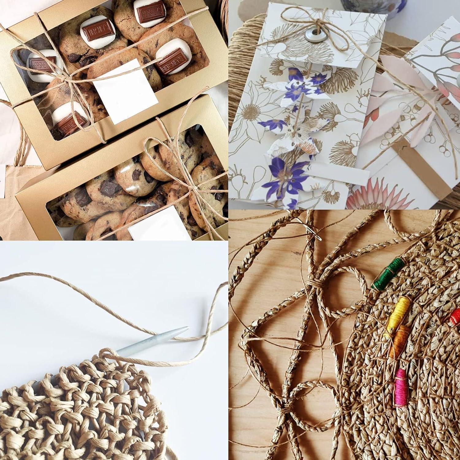 JijAcraft Raffia Ribbon 656 Feet - 2mm Brown Twisted Raffia Paper ...