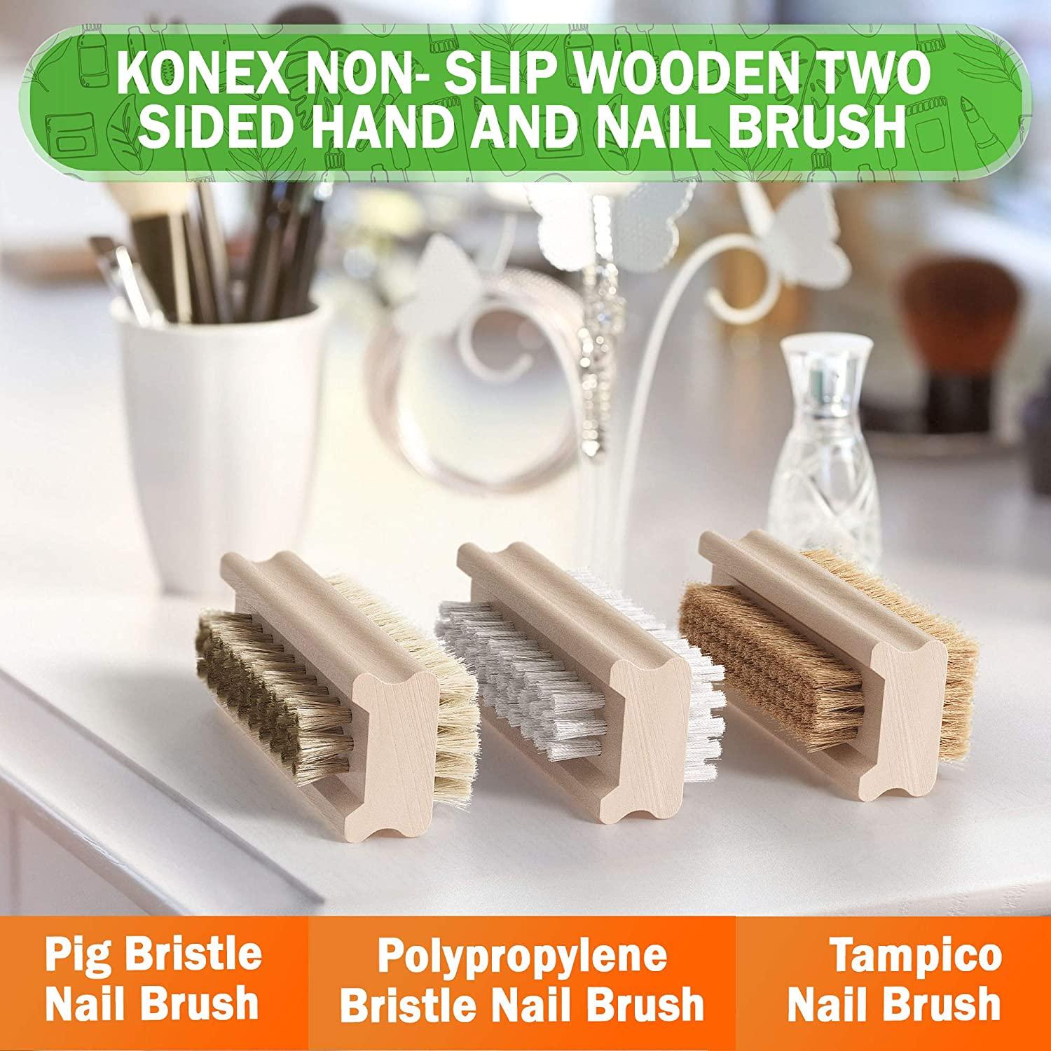 Konex Non-Slip Wooden Hand and Nail Brush with Tampico Fiber ...