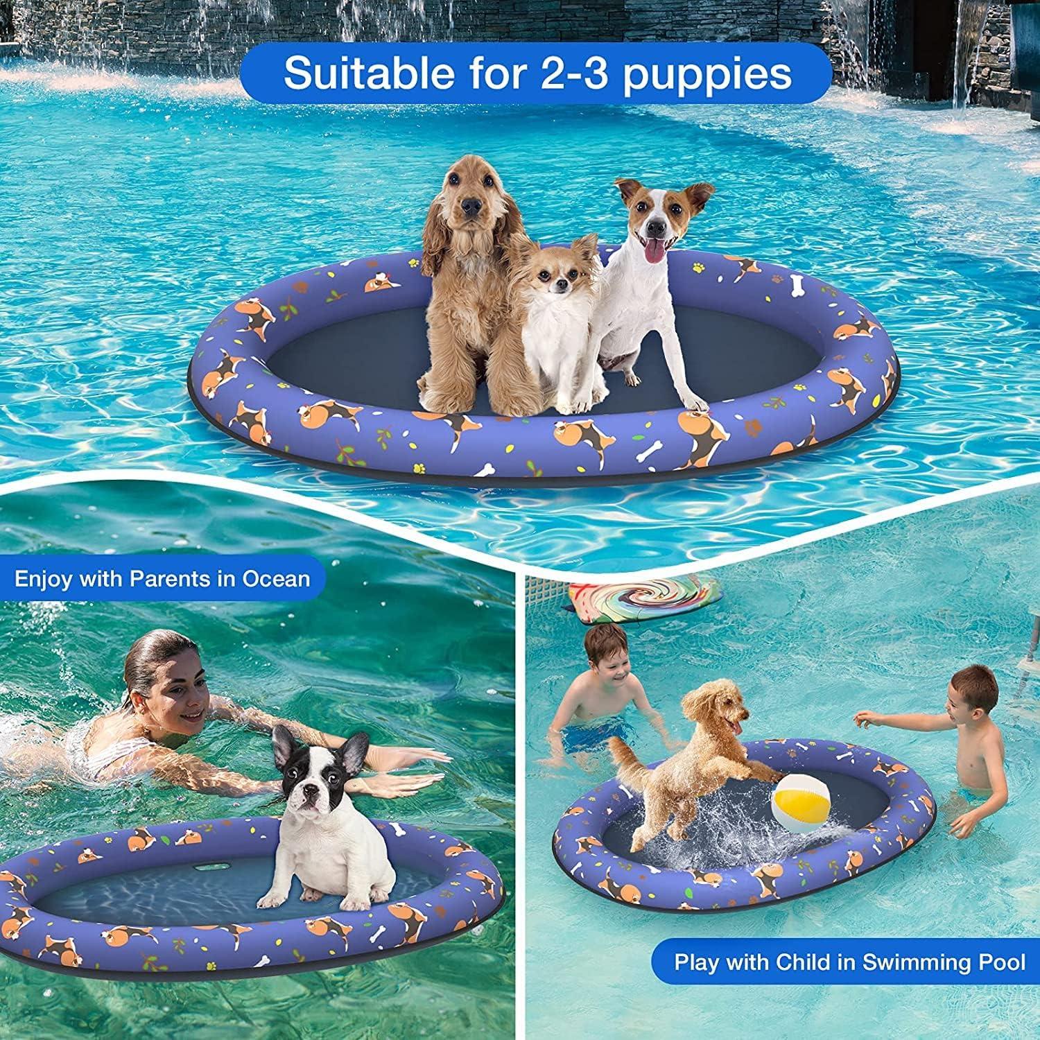 Pet Soft Inflatable Dog Float Raft - Large Blue for Summer Swimming ...