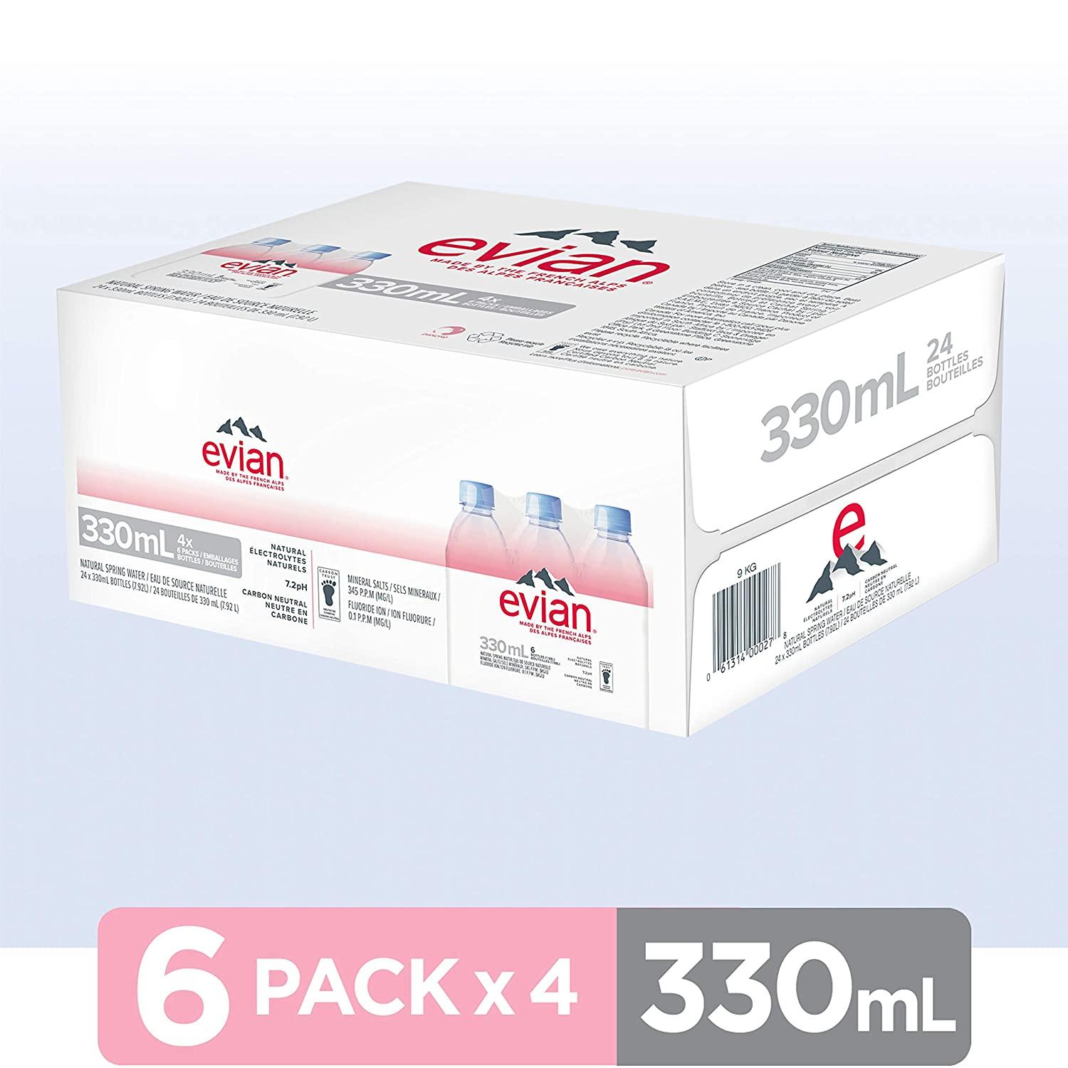 evian Natural Spring Water 330 mL/11.2 Fl Oz (Pack of 24) Mini-Bottles ...