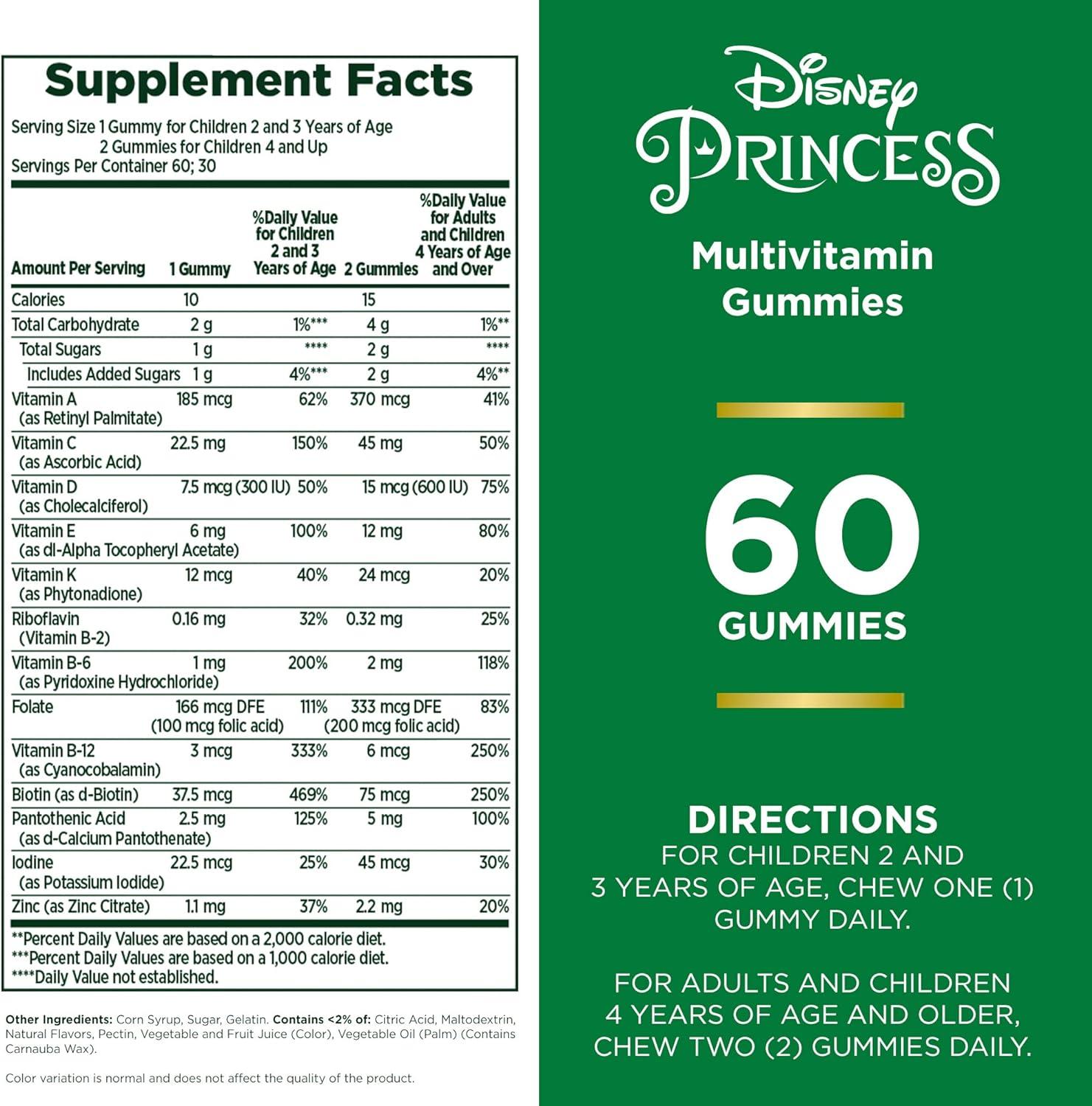 Nature's Bounty Disney Princess Kids Gummy Multivitamin - 60 Gummies ...