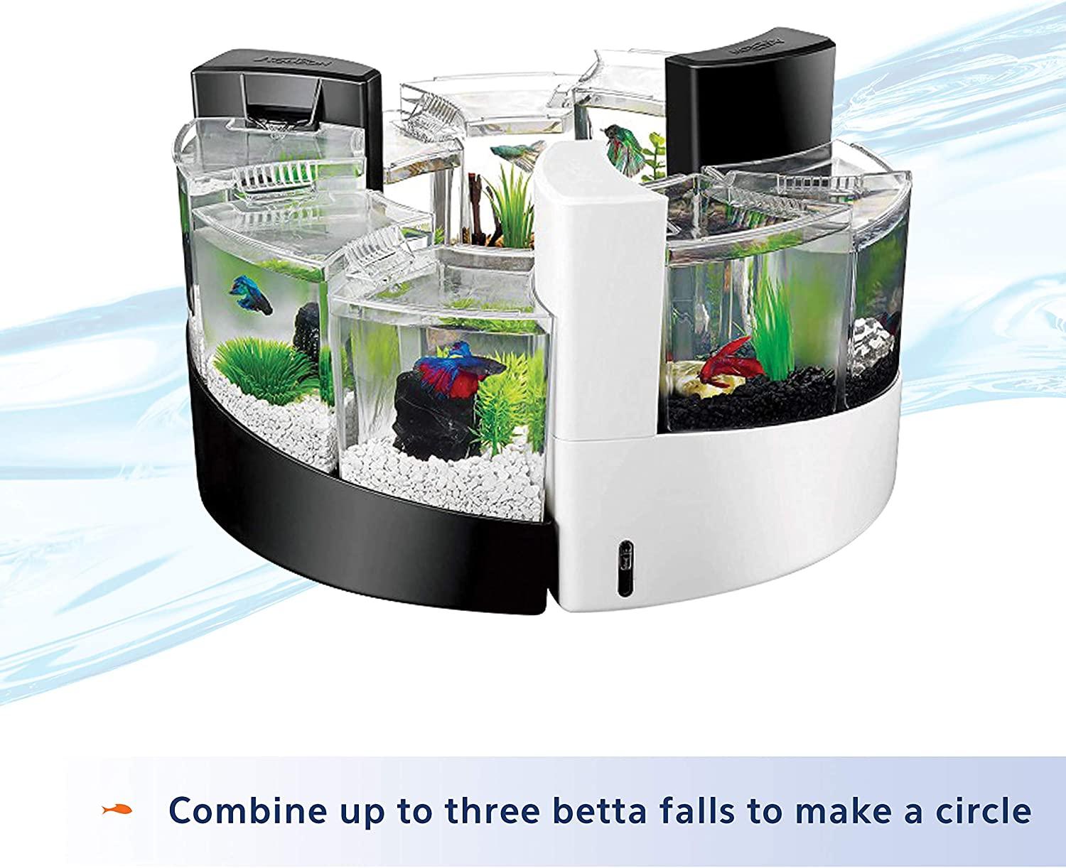 Aqueon Betta Falls Aquarium Kit with QuietFlow Filter - 3 Section Fish ...