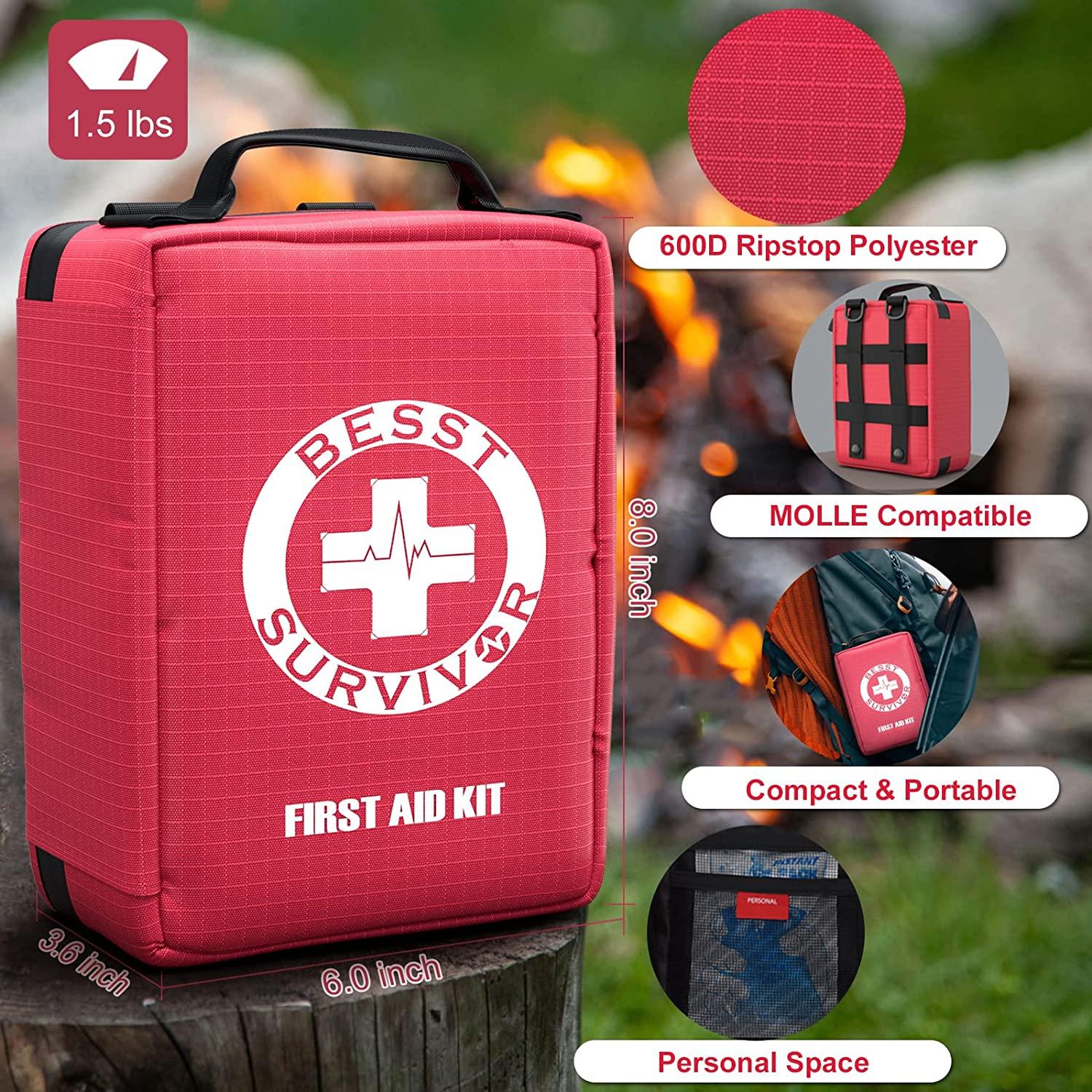 2022 Upgrade: Compact First Aid Kit with Tourniquet - 161 Piece Set ...