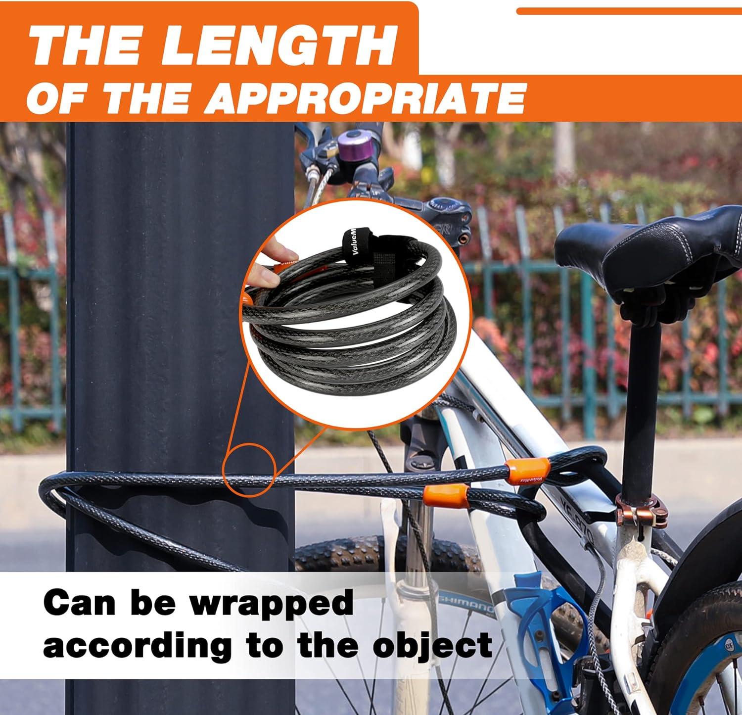 Valuemax 2m Safety Loop Cable - Plastic Coated Steel Cable for Bicycle ...