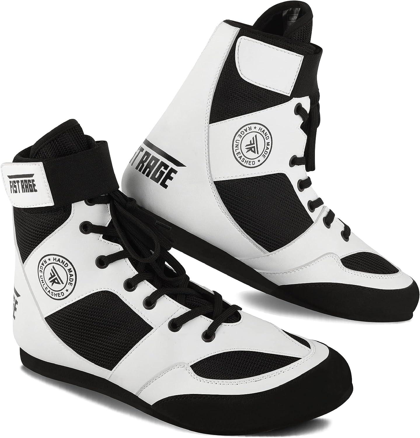 FISTRAGE Leather Boxing Shoes | Kick Fighting Training Mesh Unisex Pro ...