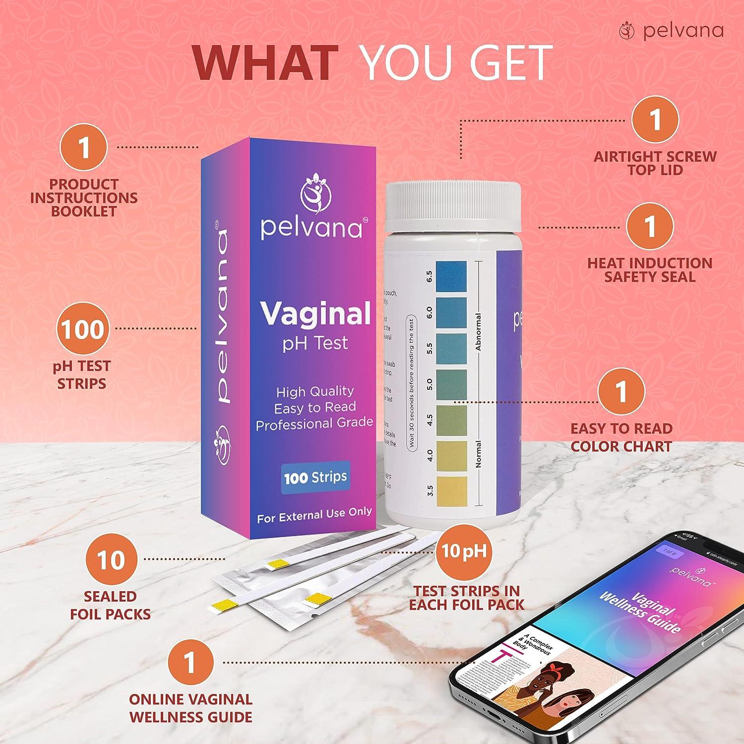 Pelvana Vaginal pH Balance Test Strips for Women - 100 Strips | Monitor ...
